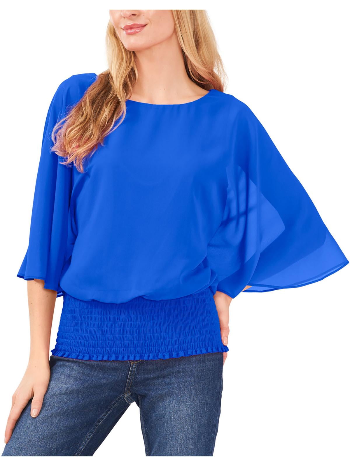 Sam and Jess Womens Butterfly Sleeve Smocked Waist Blouse - Walmart.com