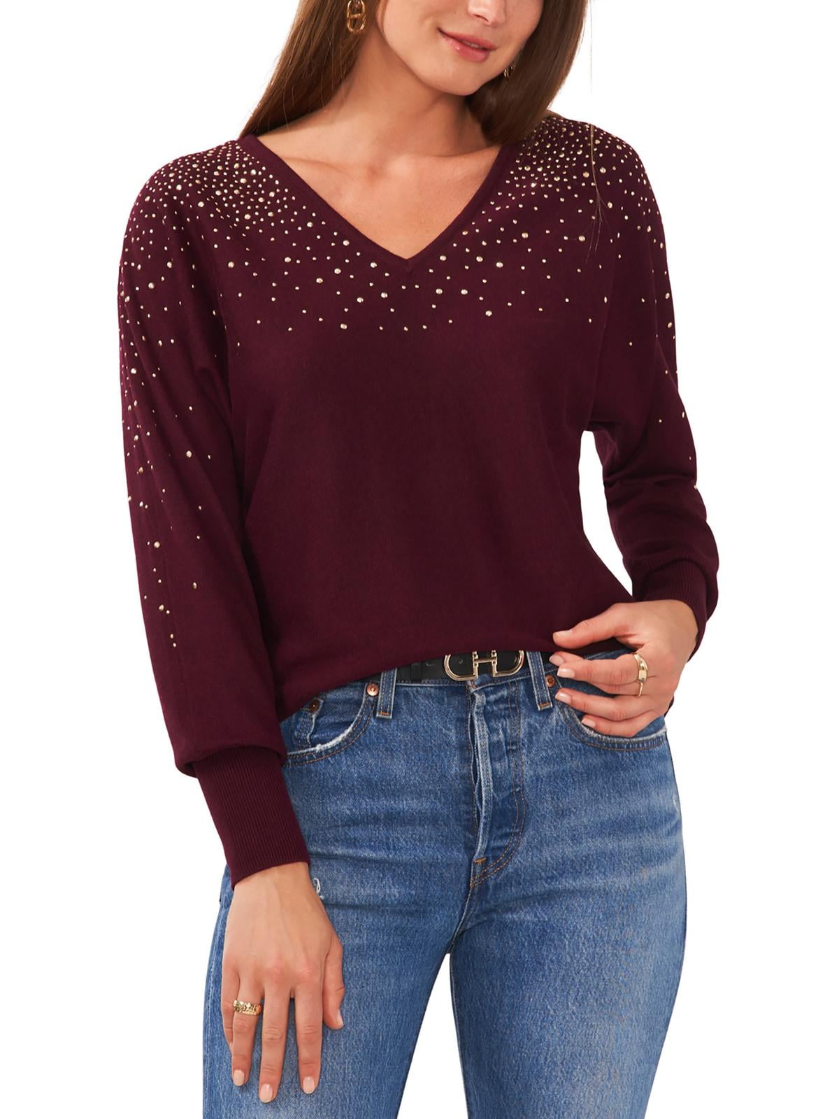 Sam and Jess Womens Knit Long Sleeve V-Neck Sweater - Walmart.com