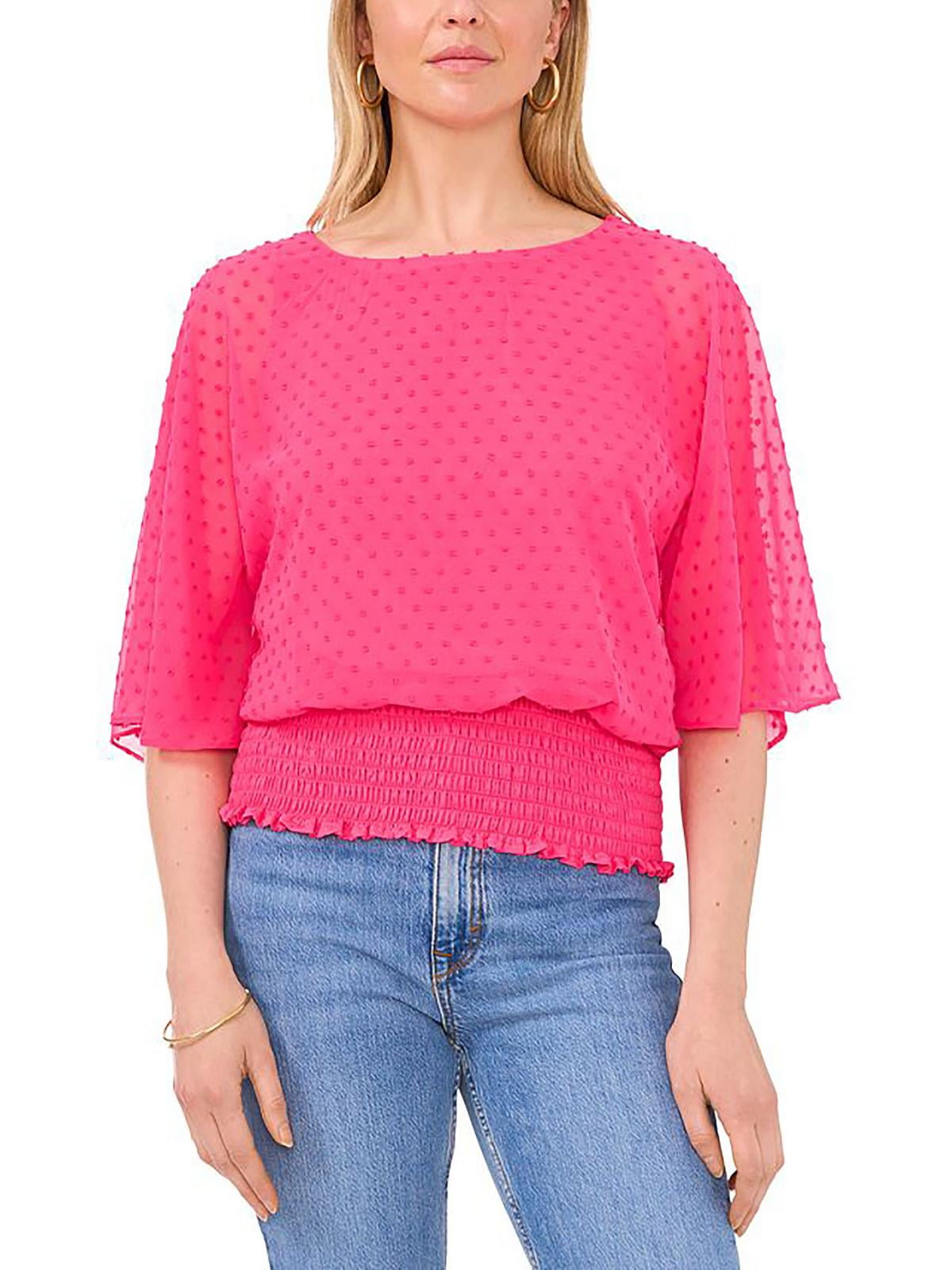 Sam and Jess Womens Smocked Swiss Dot Blouse - Walmart.com