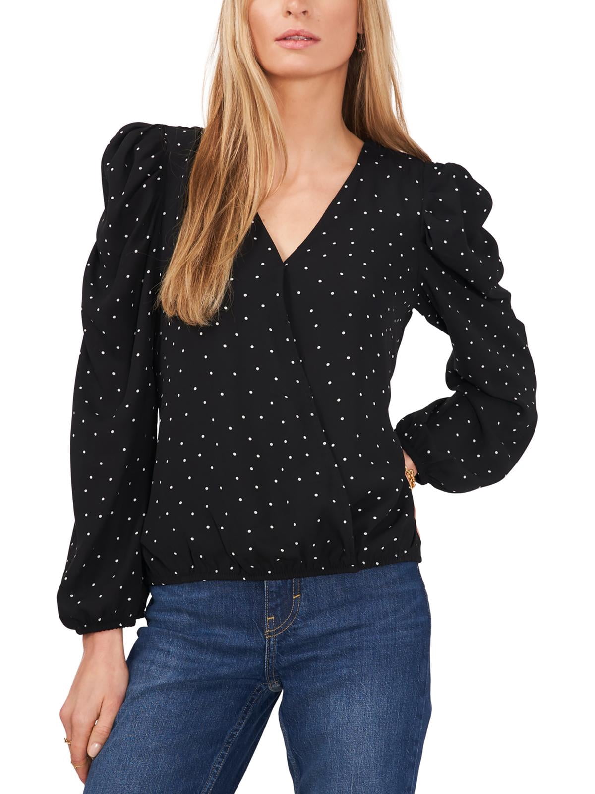 Sam and Jess Womens Surplice Puff Sleeves Blouse - Walmart.com