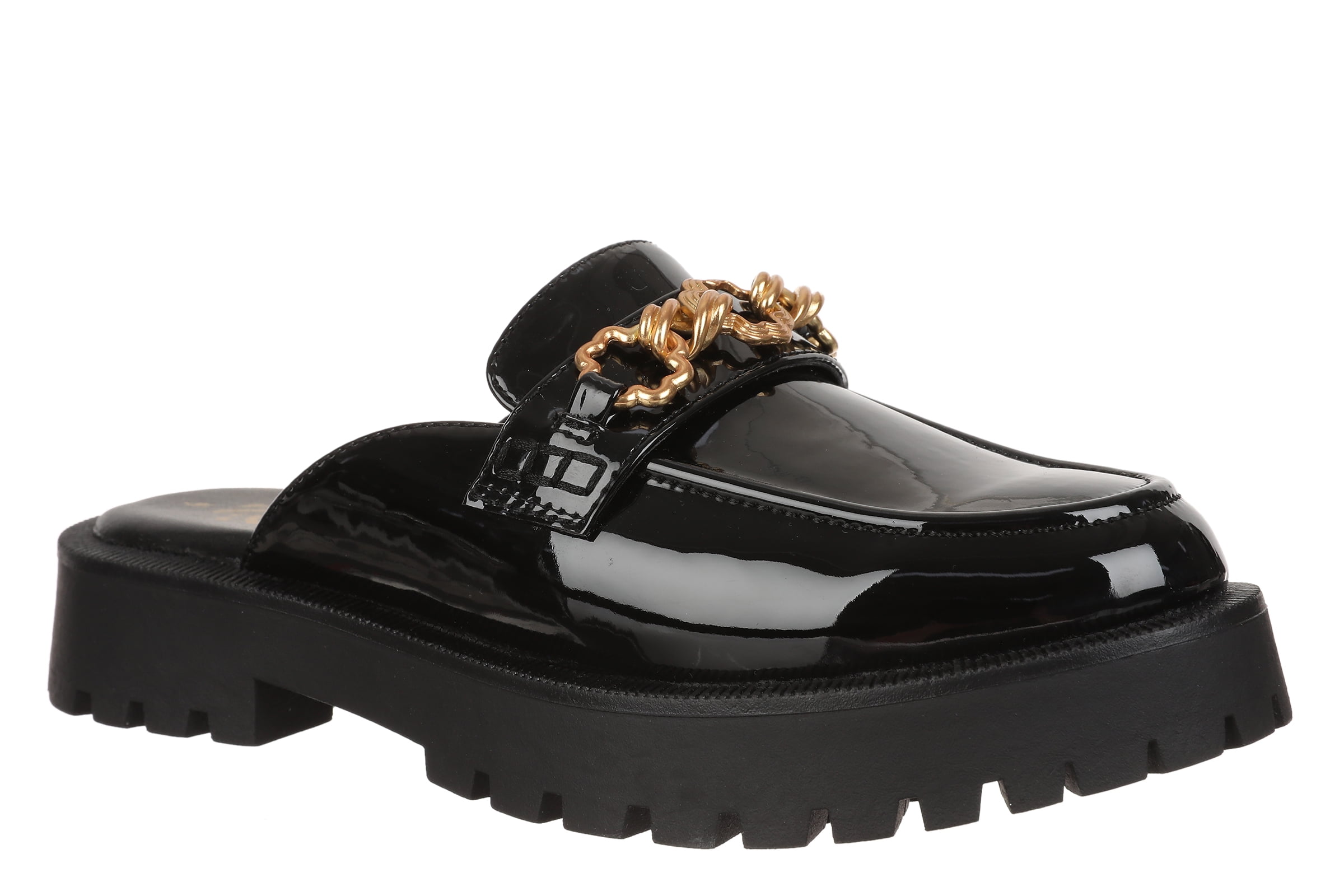 Sam and Libby Women's Casual and Dress Glossy Lug Sole Mule Loafer, Black, Size 8.5 - Walmart.com