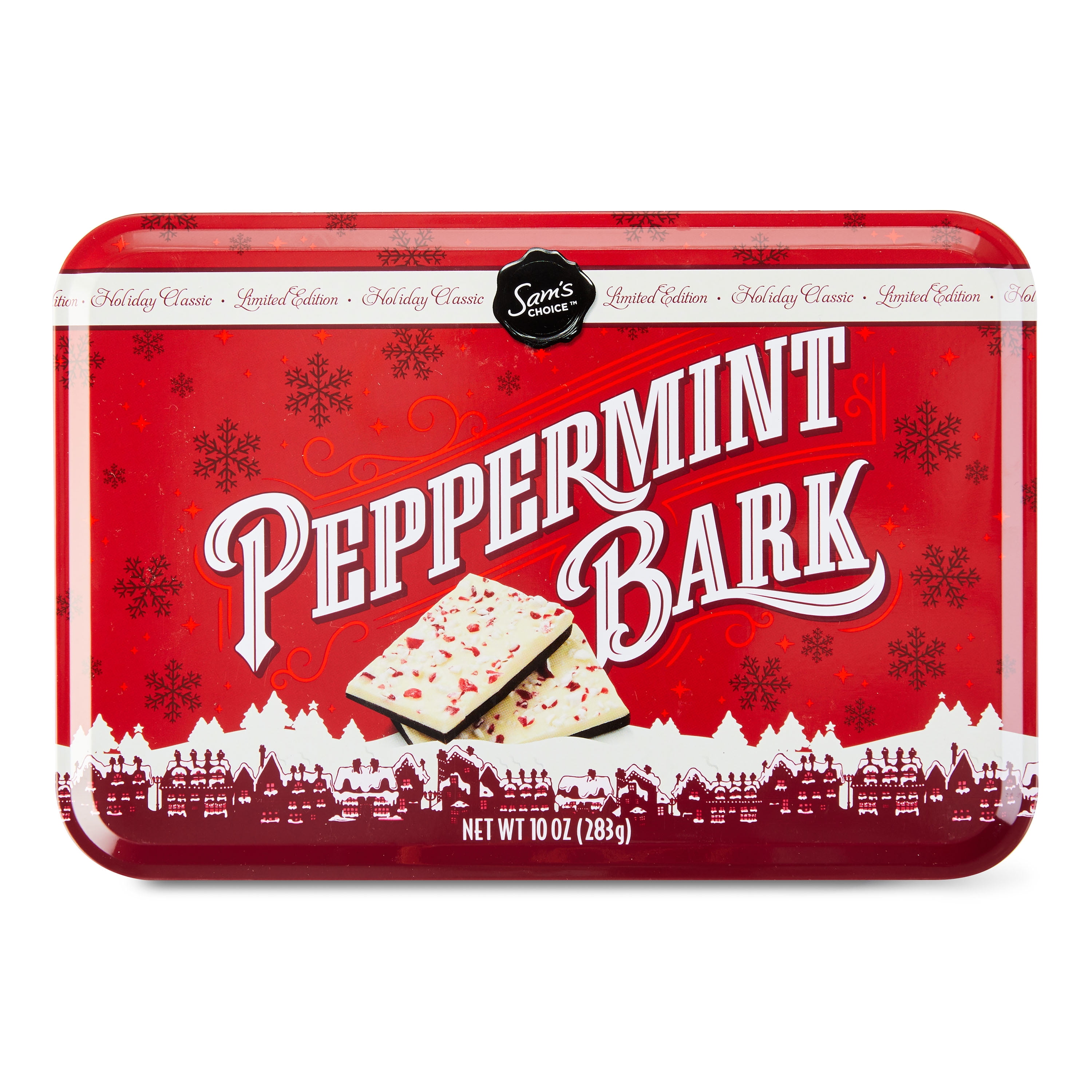 Sam's Choice Holiday Peppermint Bark, White & Dark Chocolate, 10 oz Tin ...