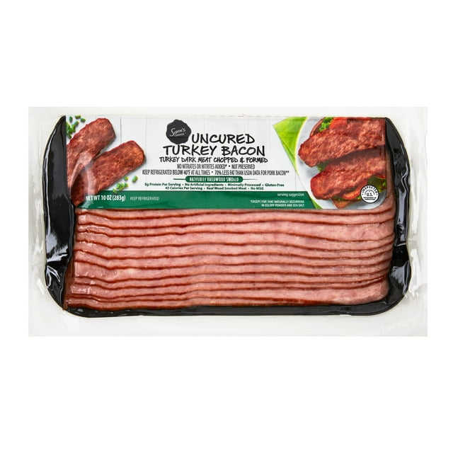 Sam's Choice Naturally Hardwood Smoked Uncured Turkey Bacon, 10 oz ...