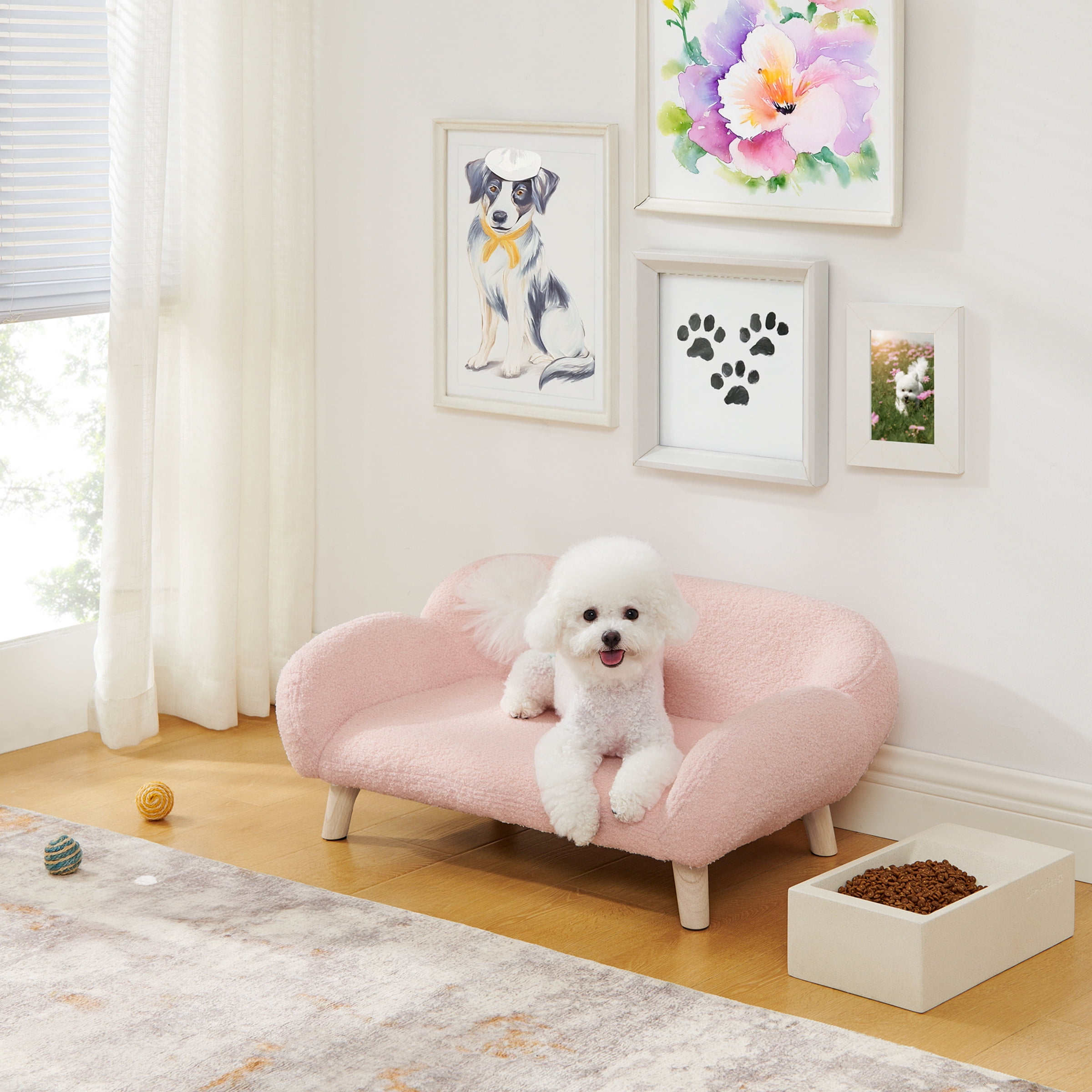 Sam's Pets Akkeri 29" Boucle Dog Couch In Pink - Walmart.com