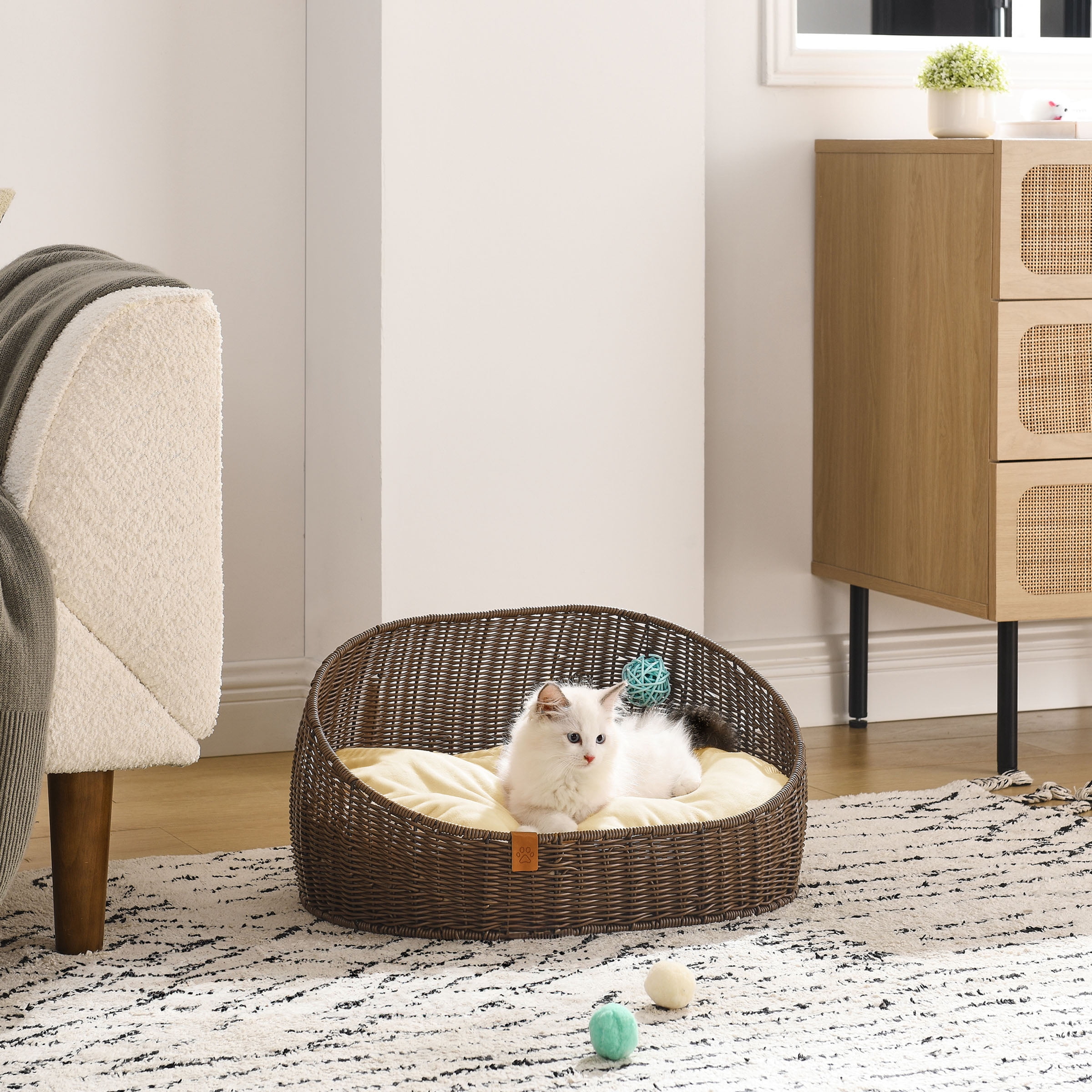 Sam's Pets Luna 23'' Dog/ Cat Bed In Brown Oak - Walmart.com