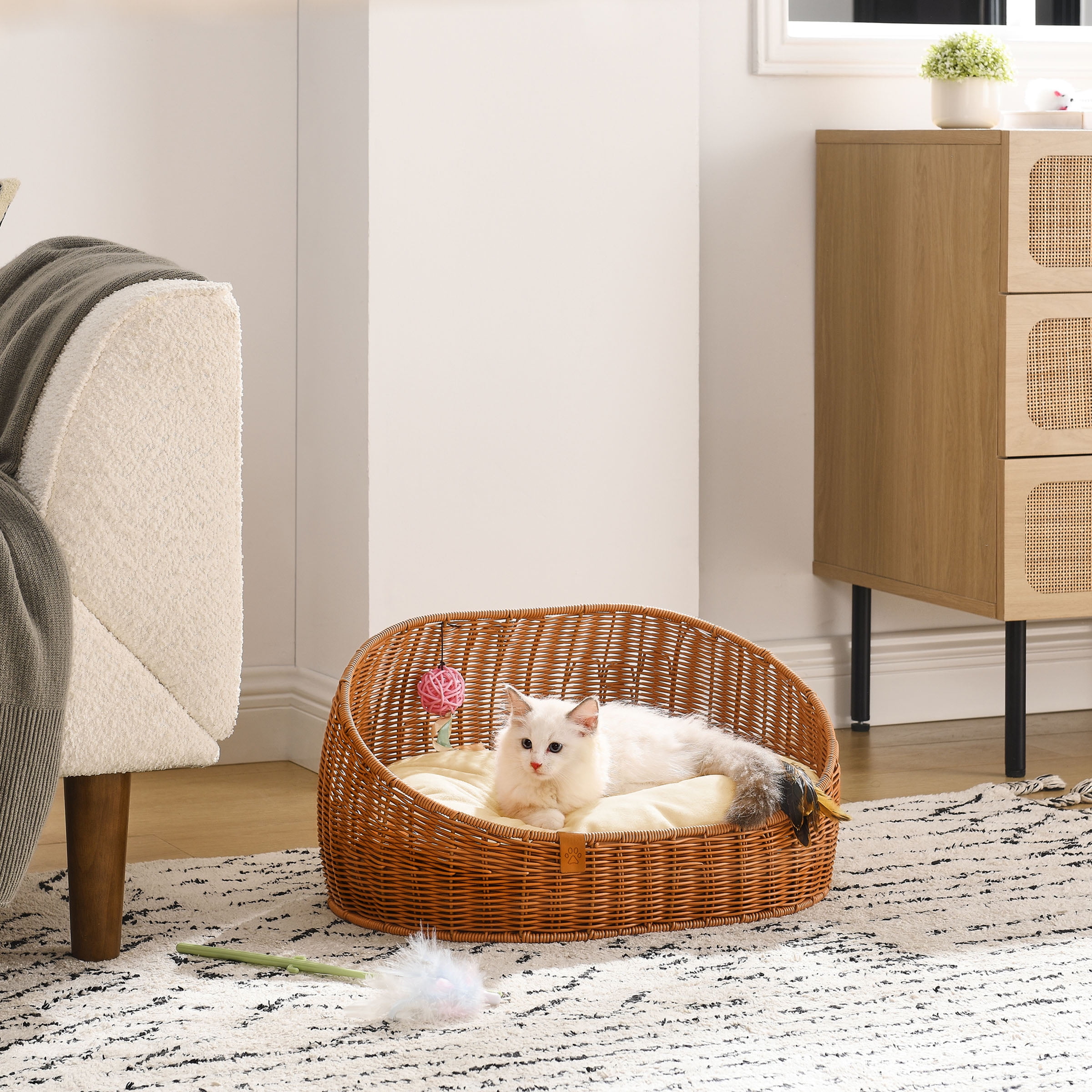 Sam's Pets Luna 23'' Dog/ Cat Bed In Natural Oak - Walmart.com
