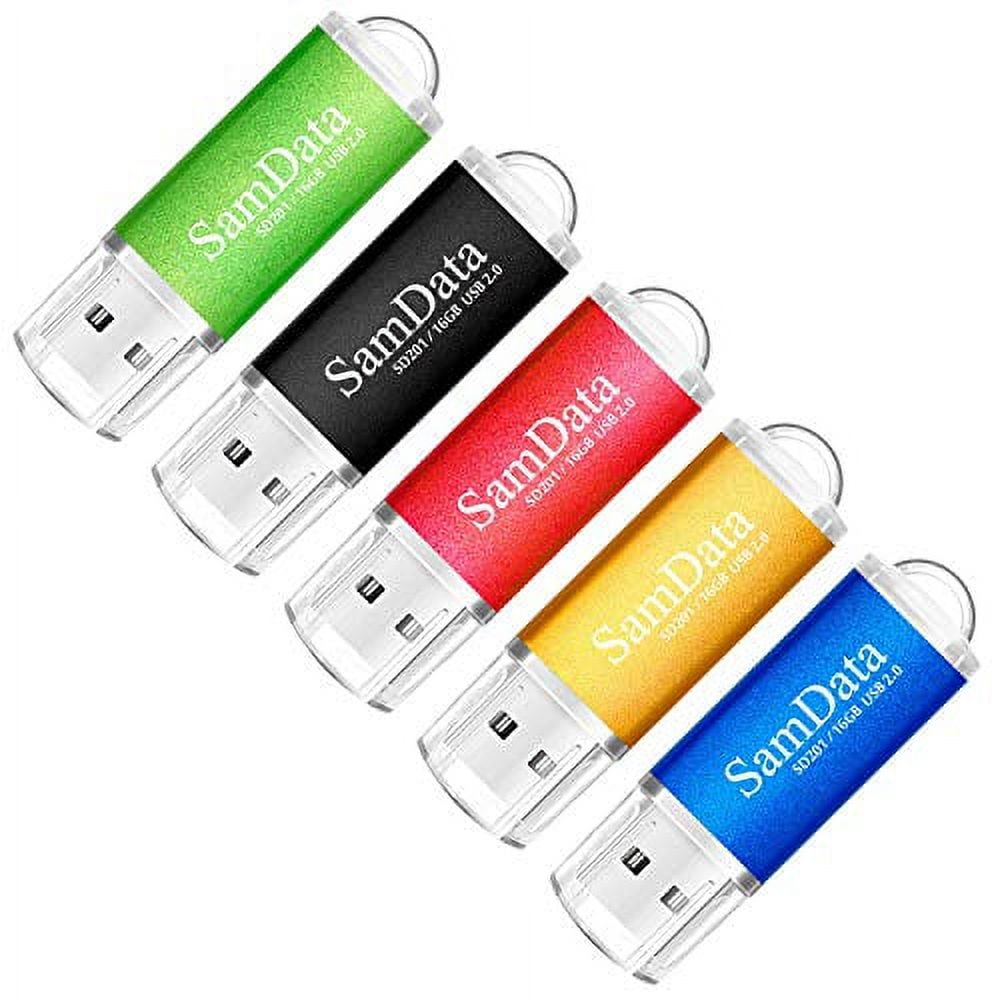 SamData 5 Pack 16GB USB 2.0 Flash Drive Thumb Drives Memory Stick, 5 ...