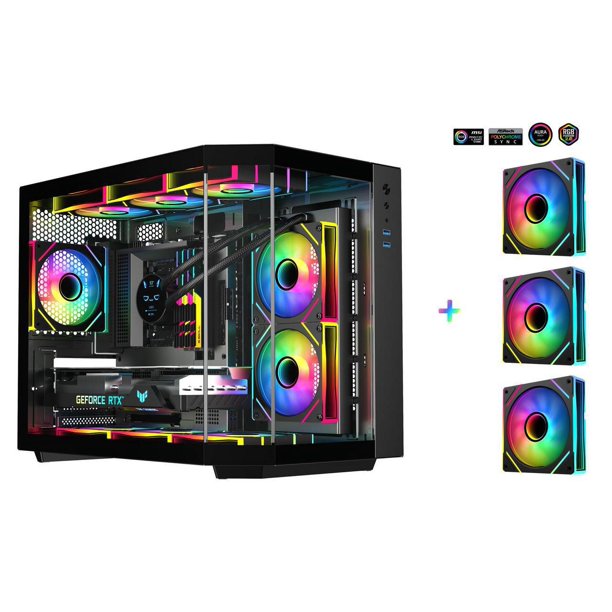 Sama 2771 Black Dual USB3.0, Tempered Glass Micro-ATX Tower Gaming ...