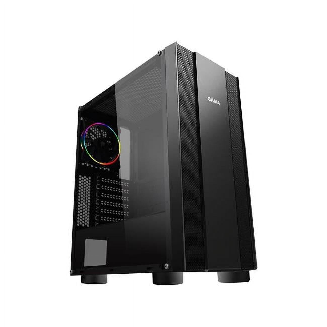 Sama Sama-Z3 Steel & Tempered Glass ATX Mid Tower Computer Case, Black ...