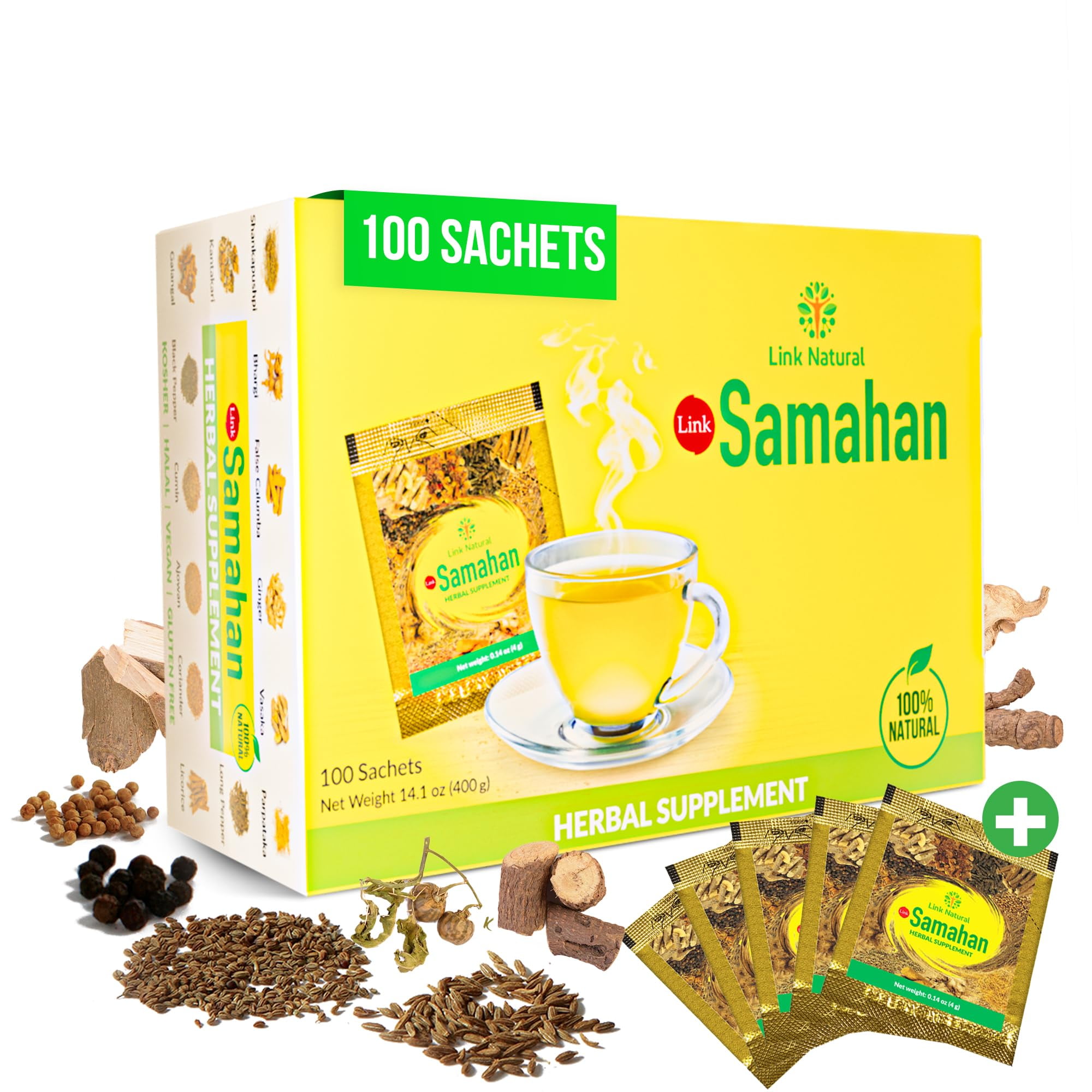 Samahan Ayurvedic Herbal Tea Packets - Sri Lankan Ceylon Blend With 14 ...