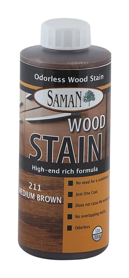 Saman Semi-Transparent Medium Brown Water-Based Wood Stain 12 oz ...