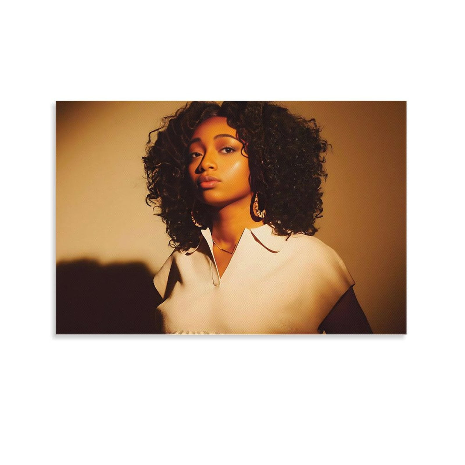 Samara Joy Black And White Art Portrait Poster Painting On Canvas Wall ...