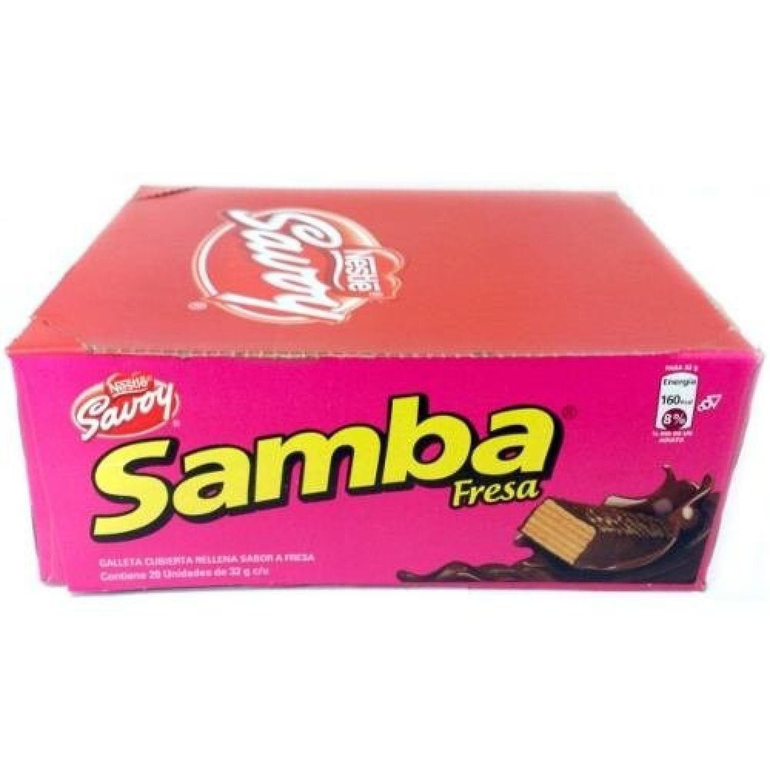 Samba Fudge Covered Wafer Filled with Strawberry, 20 units of 32gr/1 ...