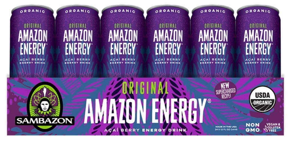 Sambazon Organic Energy Drink, Acai Berry with Guarana Power, 12oz ...