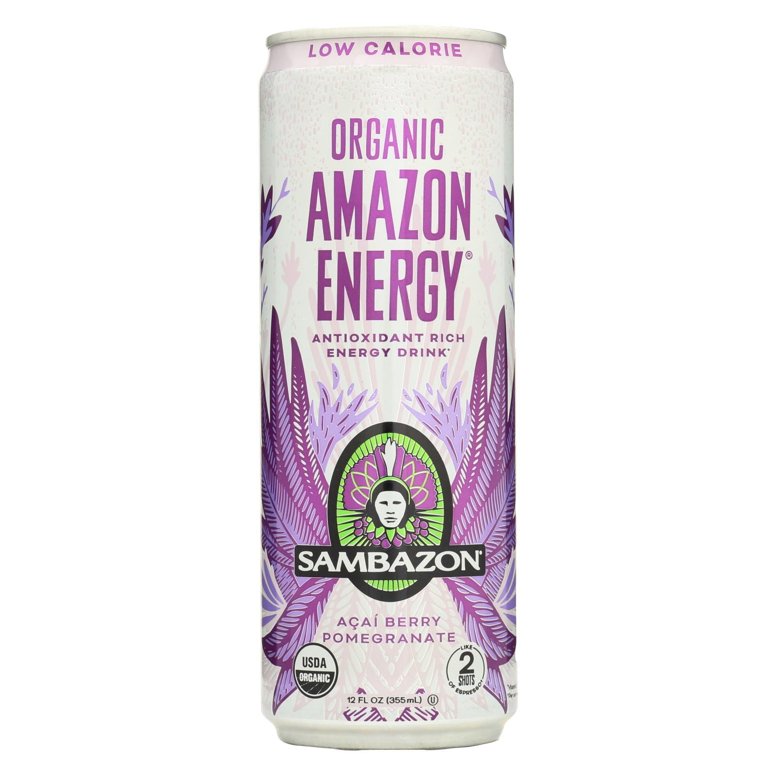 Sambazon Organic Amazon Energy Drink - Low Calorie - Case of 12 - 12 fl ...