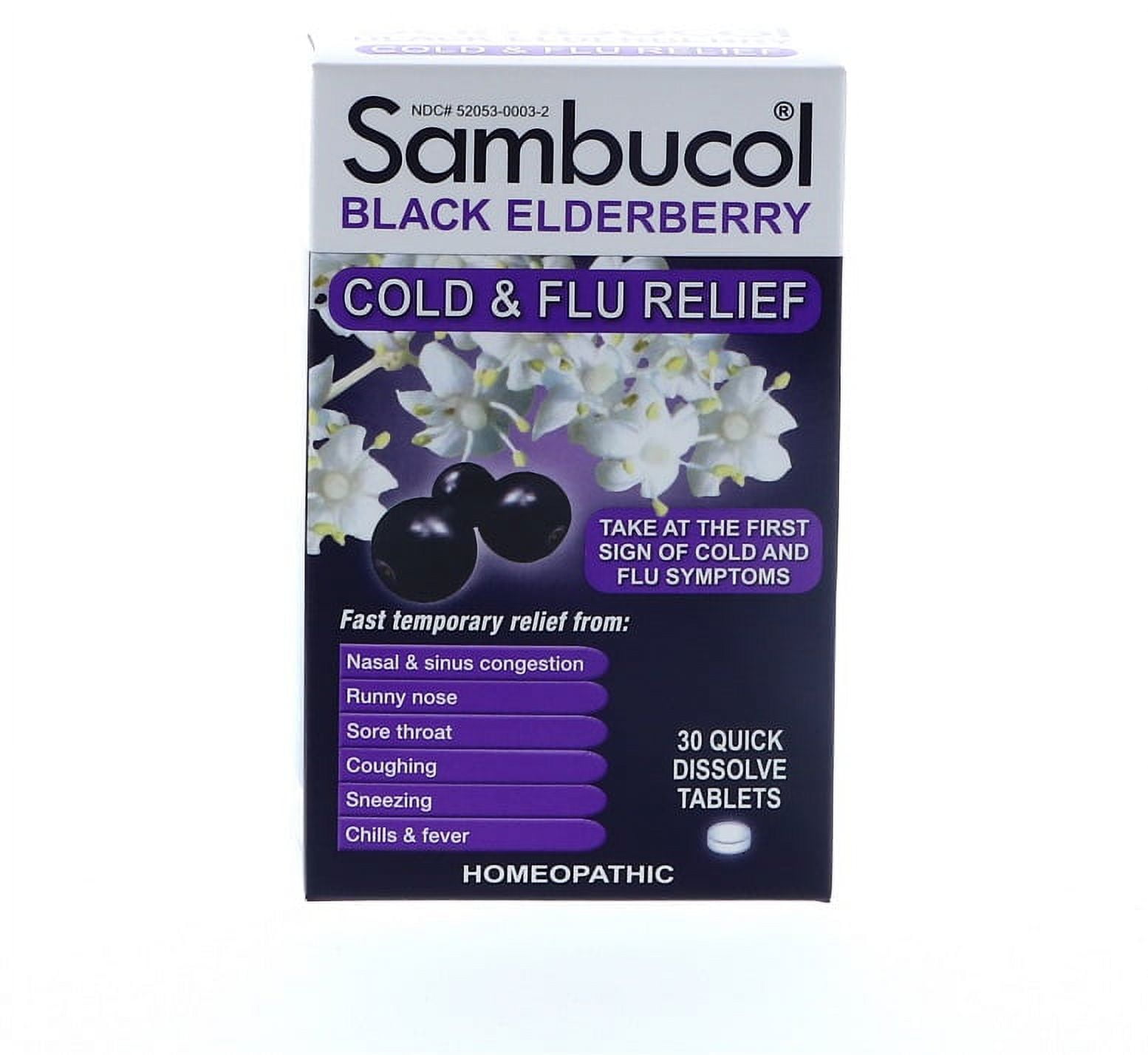 Sambucol Black Elderberry Cold & Flu Relief Tablets, 30 Tablets 3 Pack ...