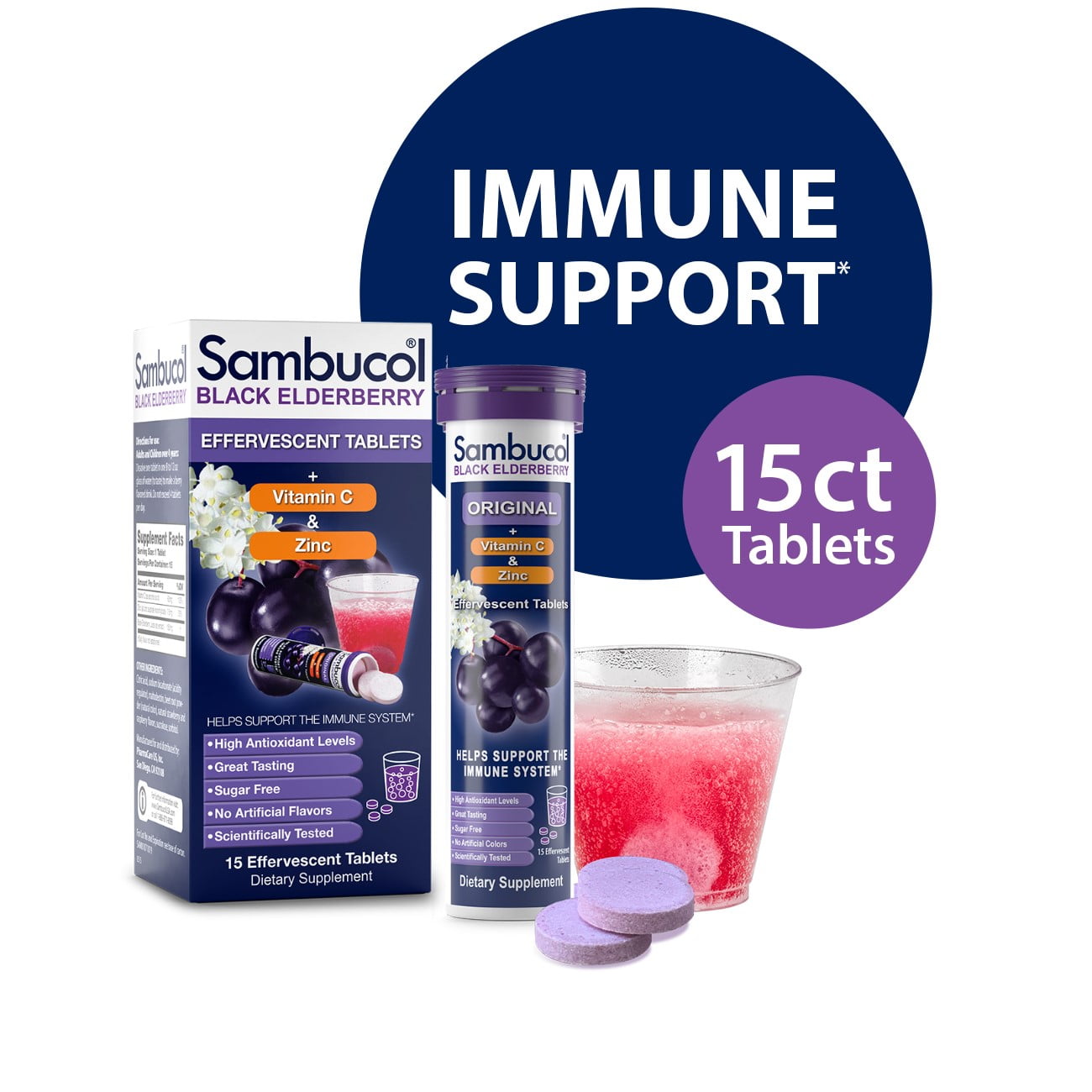 Sambucol Black Elderberry Immune Support Effervescent Tablets with ...