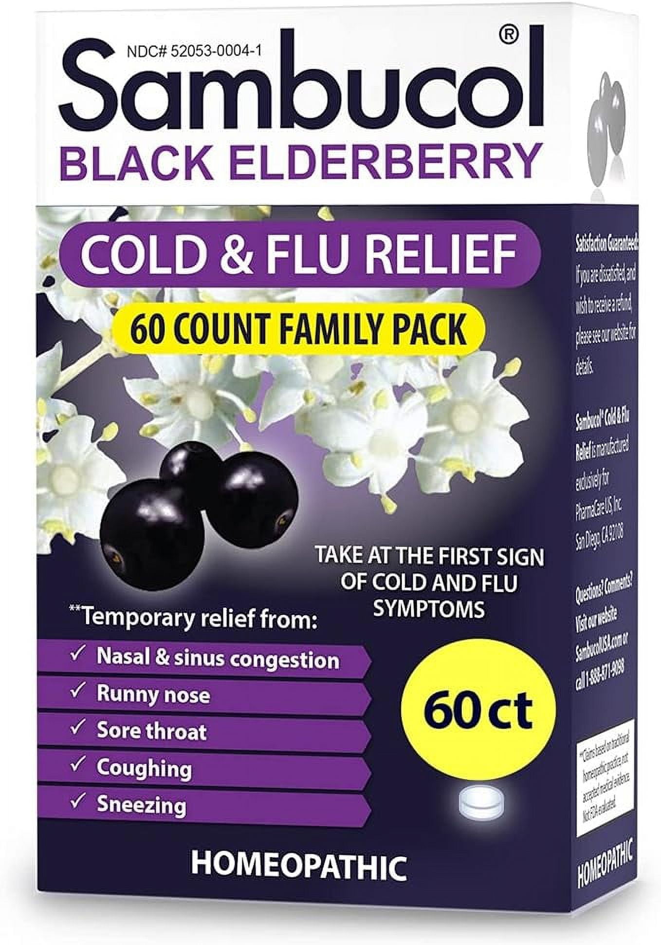 Sambucol Cold and Flu Relief Tablets - Homeopathic Cold Medicine, Nasal ...