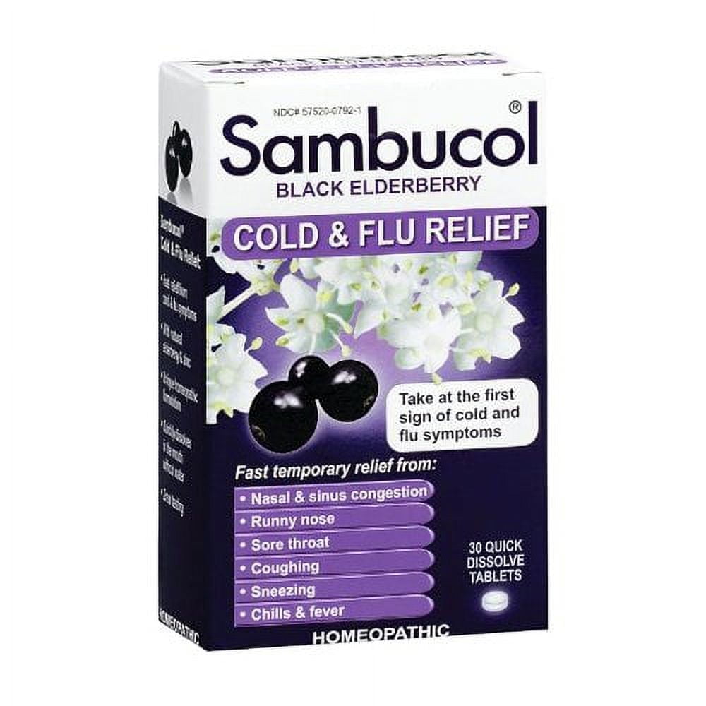 Sambucol Cold and Flu Relief Tablets, Black Elderberry, 30 Count (Pack ...