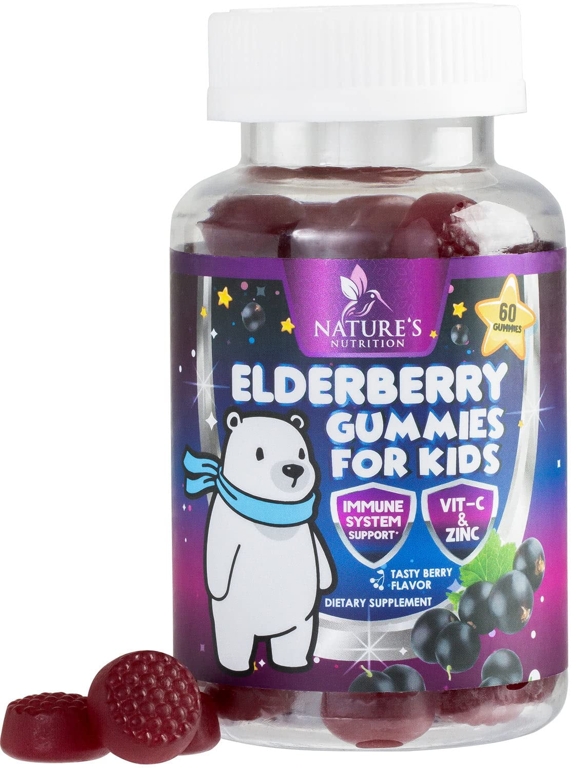 Sambucus Elderberry Immune Gummies for Kids with Vitamin C, Zinc ...