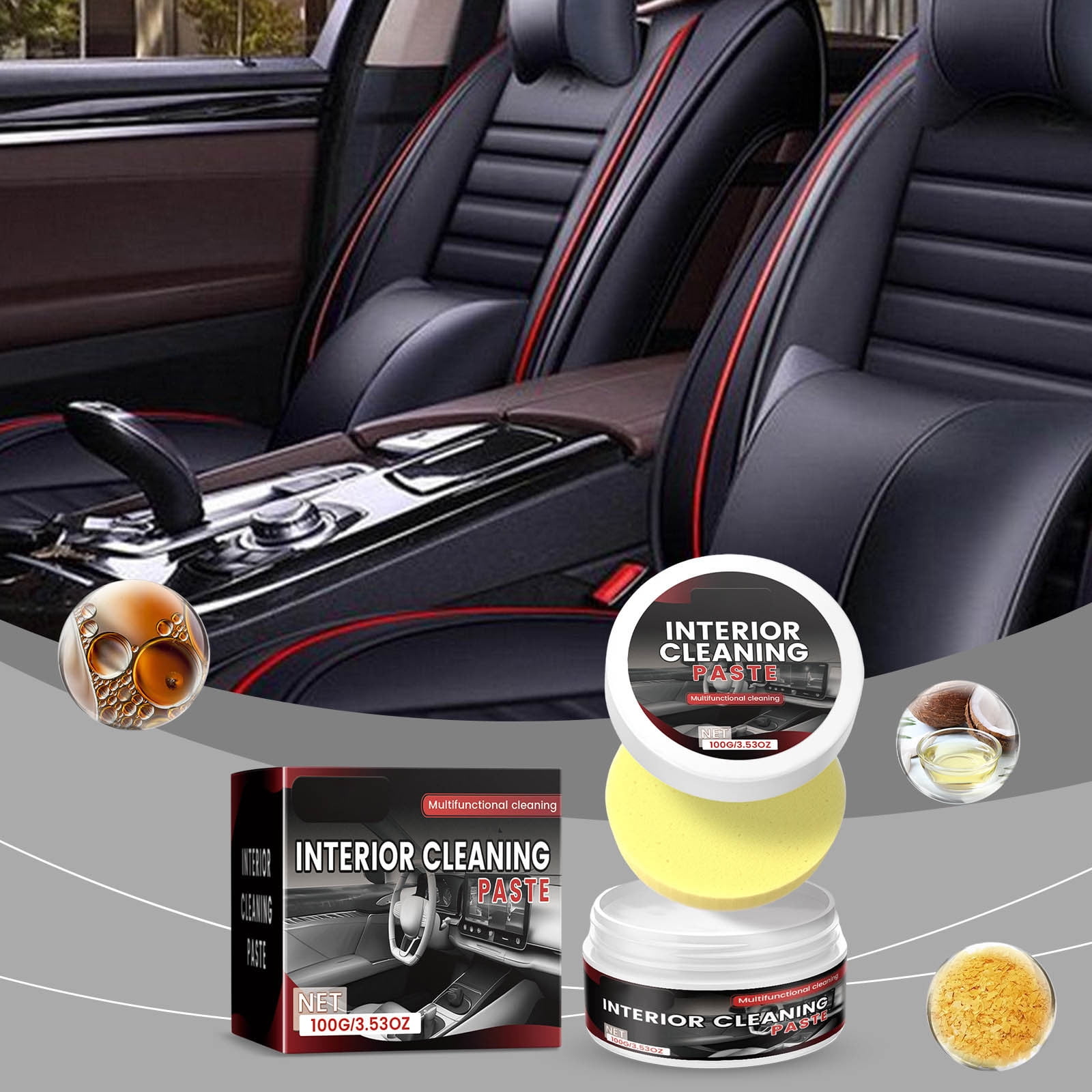 Samdeem Car Interior Cleaner Seat Leather Foam Waterless Wash Stain ...