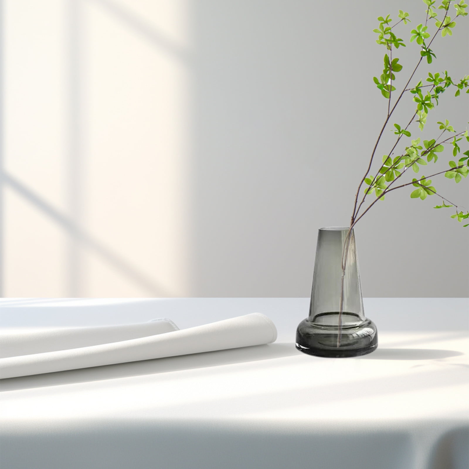 Samdeem Small Mouth Gray Glass Vase Office Desktop Flower Arrangement ...