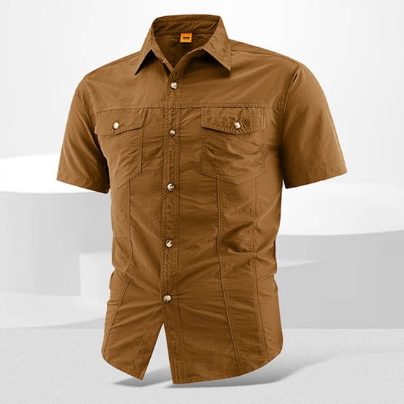 Samdudou Men's Shirts Short Sleeve Button Down Collared Tactical ...