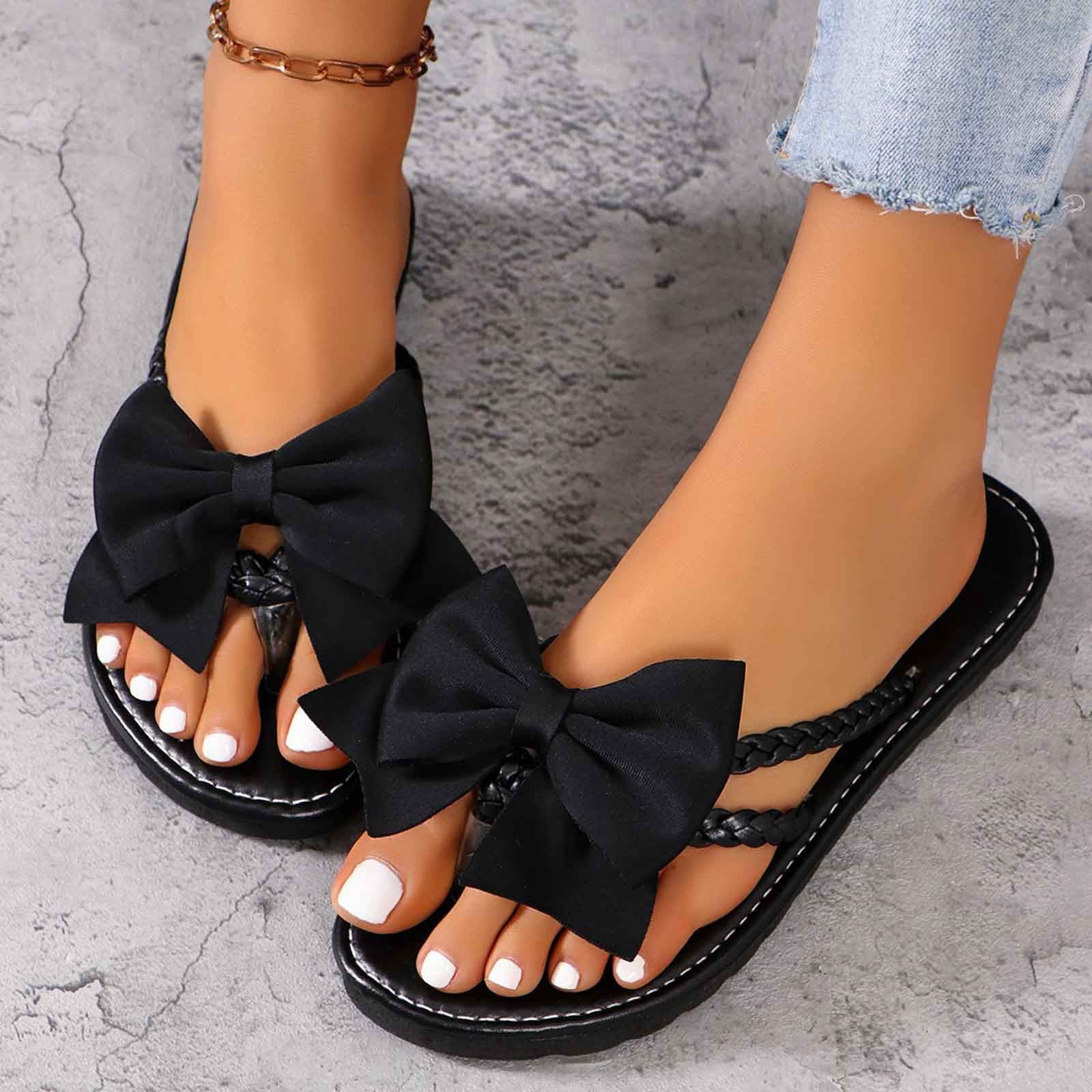 Samdudou Thong Sandals for Women Open Toe Flat Slip On Slippers ...