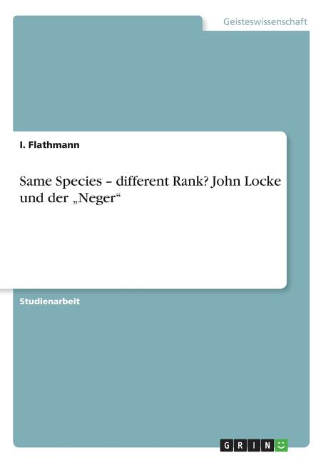 Same Species - different Rank? John Locke und der "Neger - Walmart.com