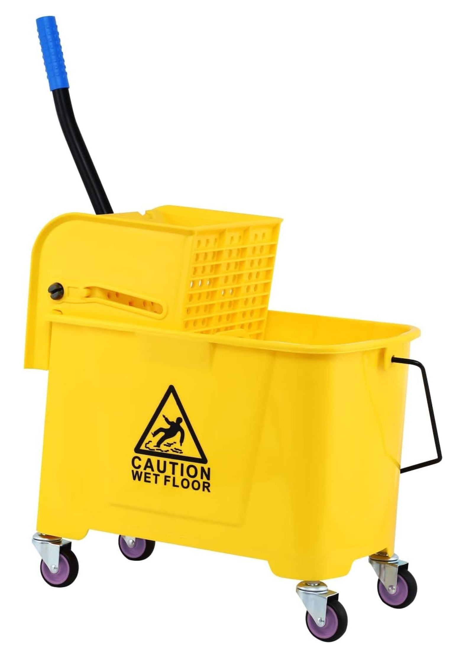 Samger Heavy Duty Mop Bucket with Wringer on Wheels 5 Gallon Plastic ...