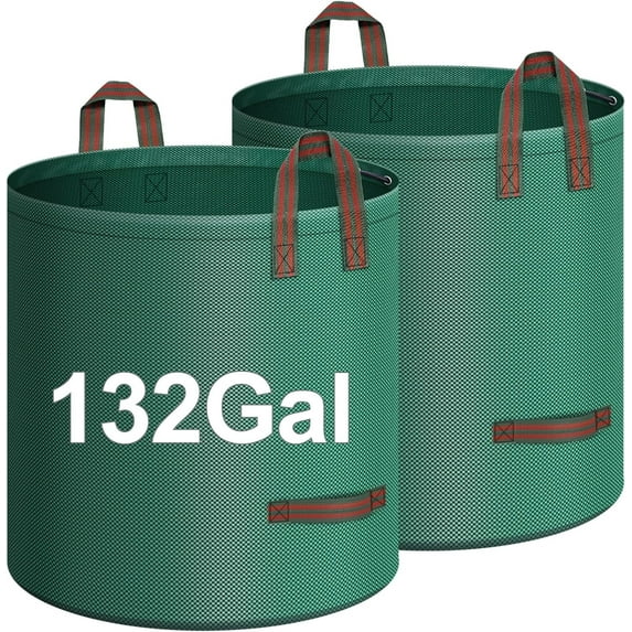 Samhe 2-Pack 132 Gallons Leaf Bags, Reusable Yard Waste Bags, Heavy ...