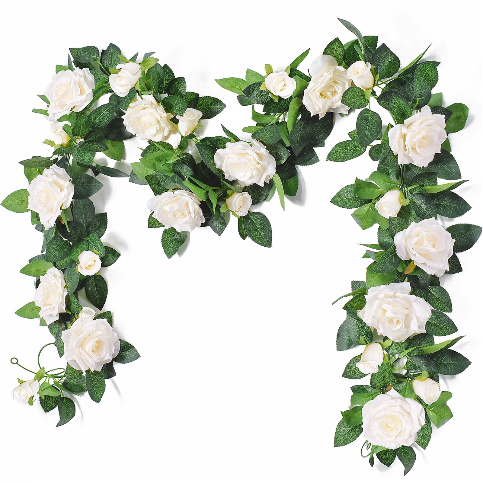 Samhe 3 Pack 19.68ft Artificial Flower Garland, White Roses, Silk ...