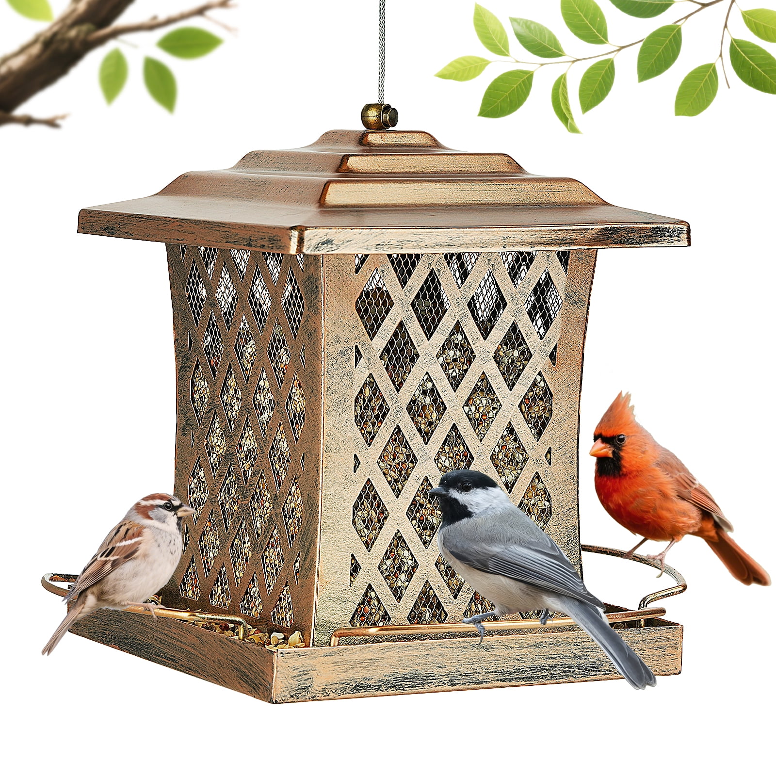Samhe Outdoor Bird Feeder, Heavy Duty Retro Lamp Style Bird Feeders for ...