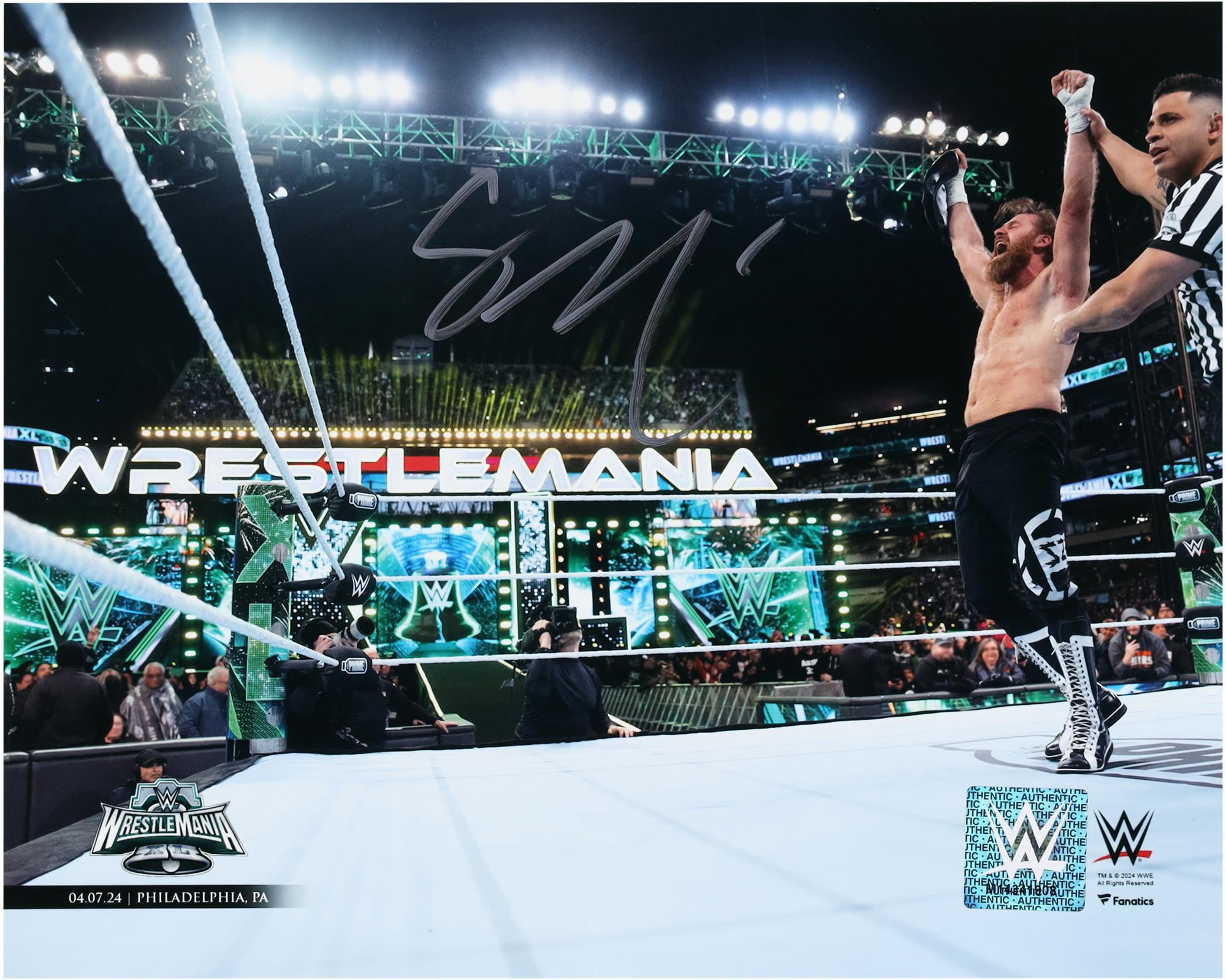 Sami Zayn WWE Autographed 8" x 10" WrestleMania 40 Raising Title ...