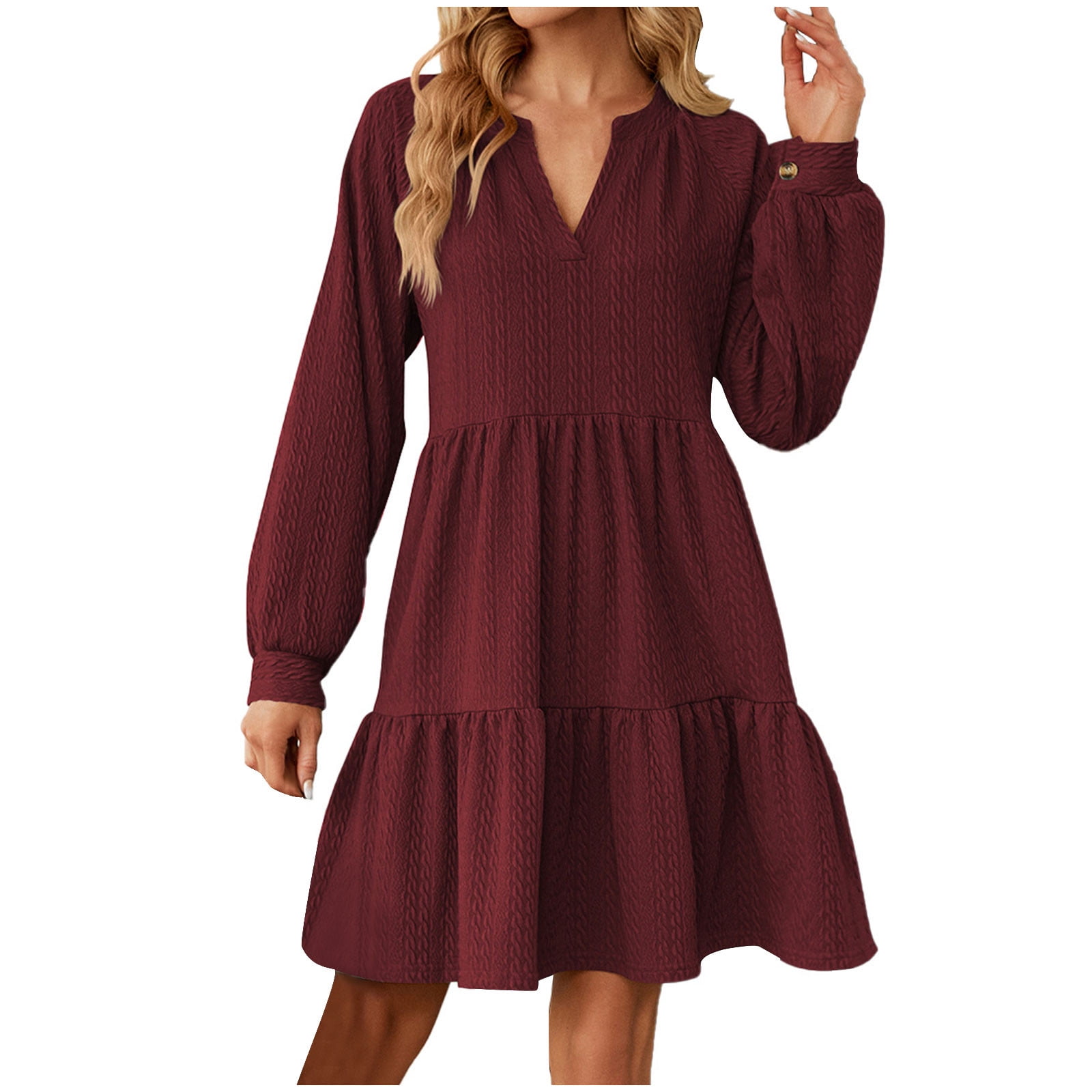 Samickarr Fall Dresses For Women Plus Size Mini Dress Long Sleeve Women ...