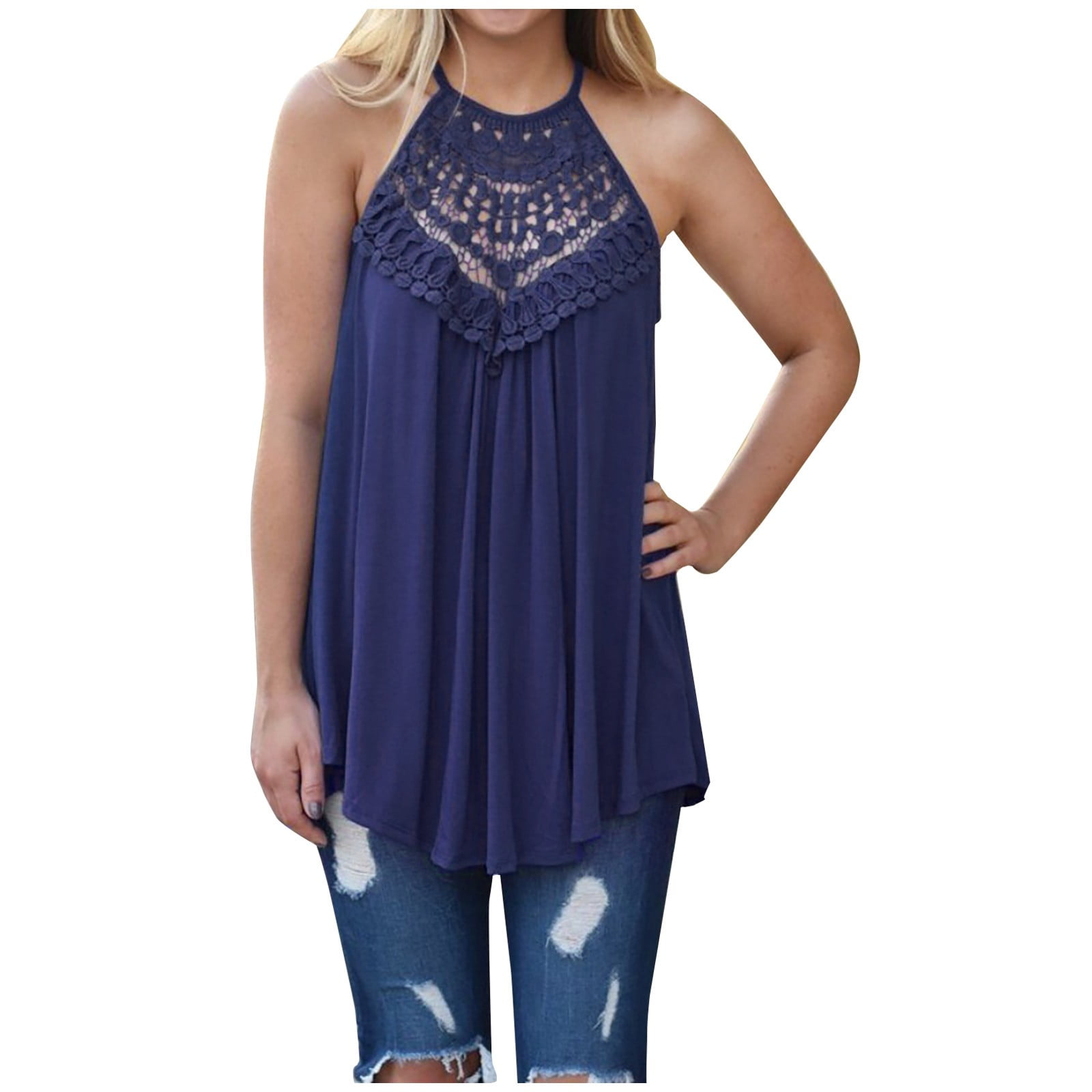 Samickarr Flowy Tank Tops For Women Cold Shoulder Strap Sleeveless ...