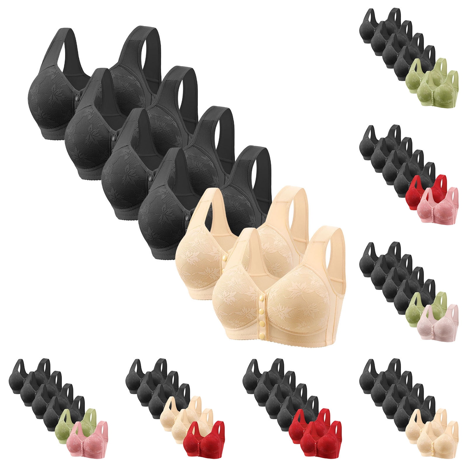 gakvbuo Front Closure Bra for Women Front Buckle Bras Wireless Bra 6PC ...