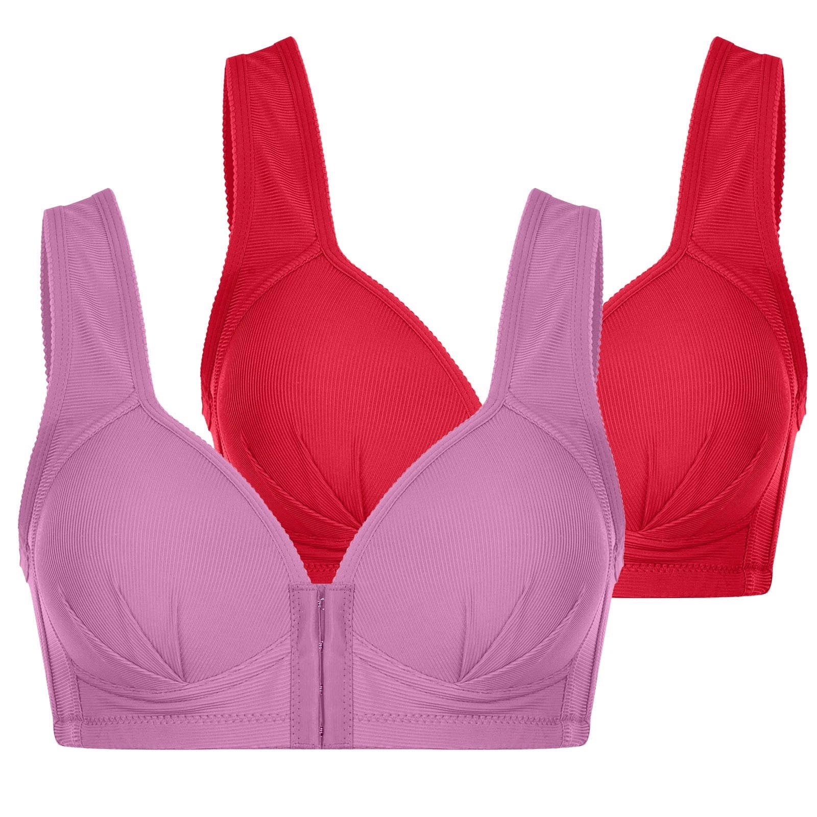 Samickarr Front Closure Bras For Women No Underwire Plus Size Bra 2pcs ...