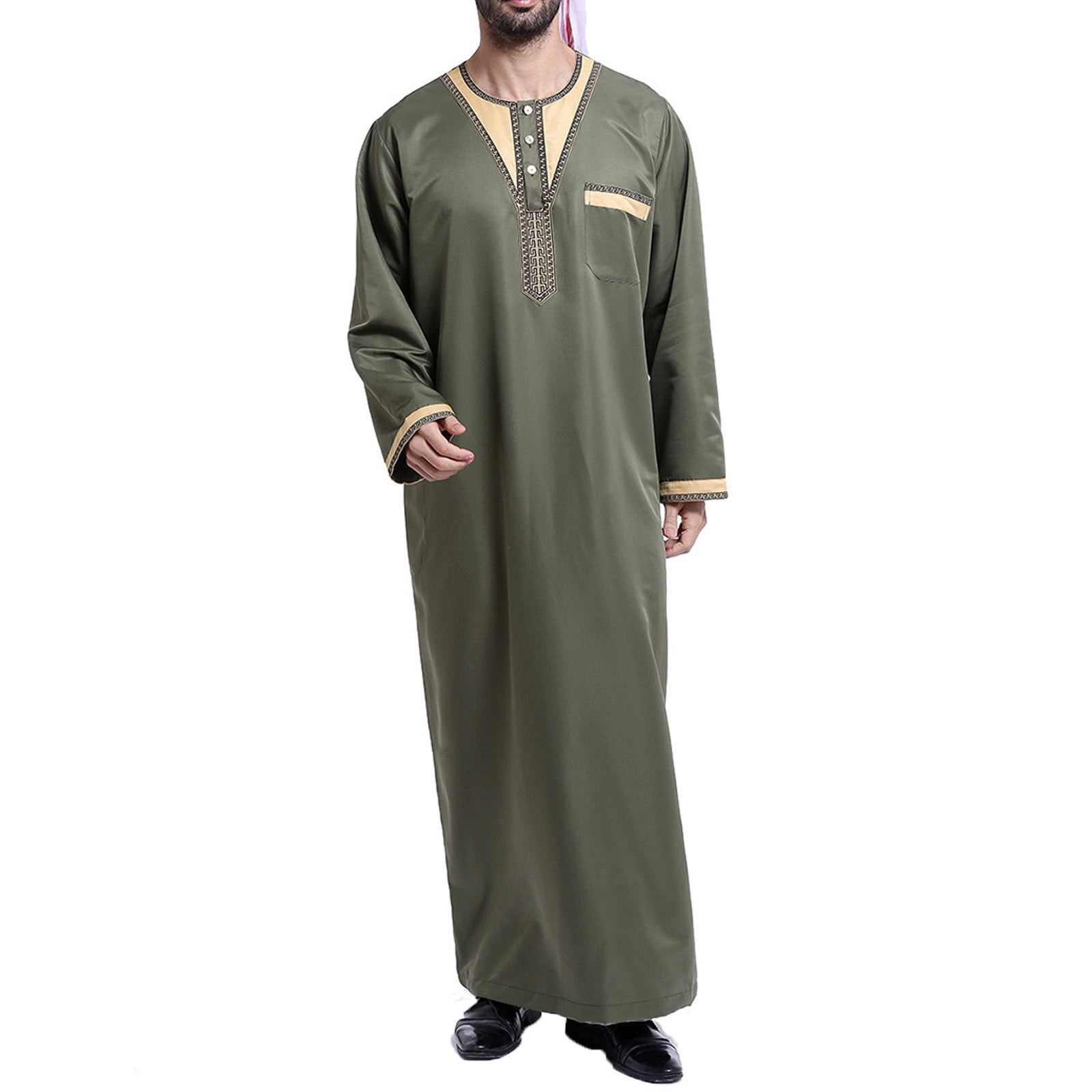Samickarr Kaftan Dresses For Men Nightshirt Long Sleeve Sleepwear Robe ...