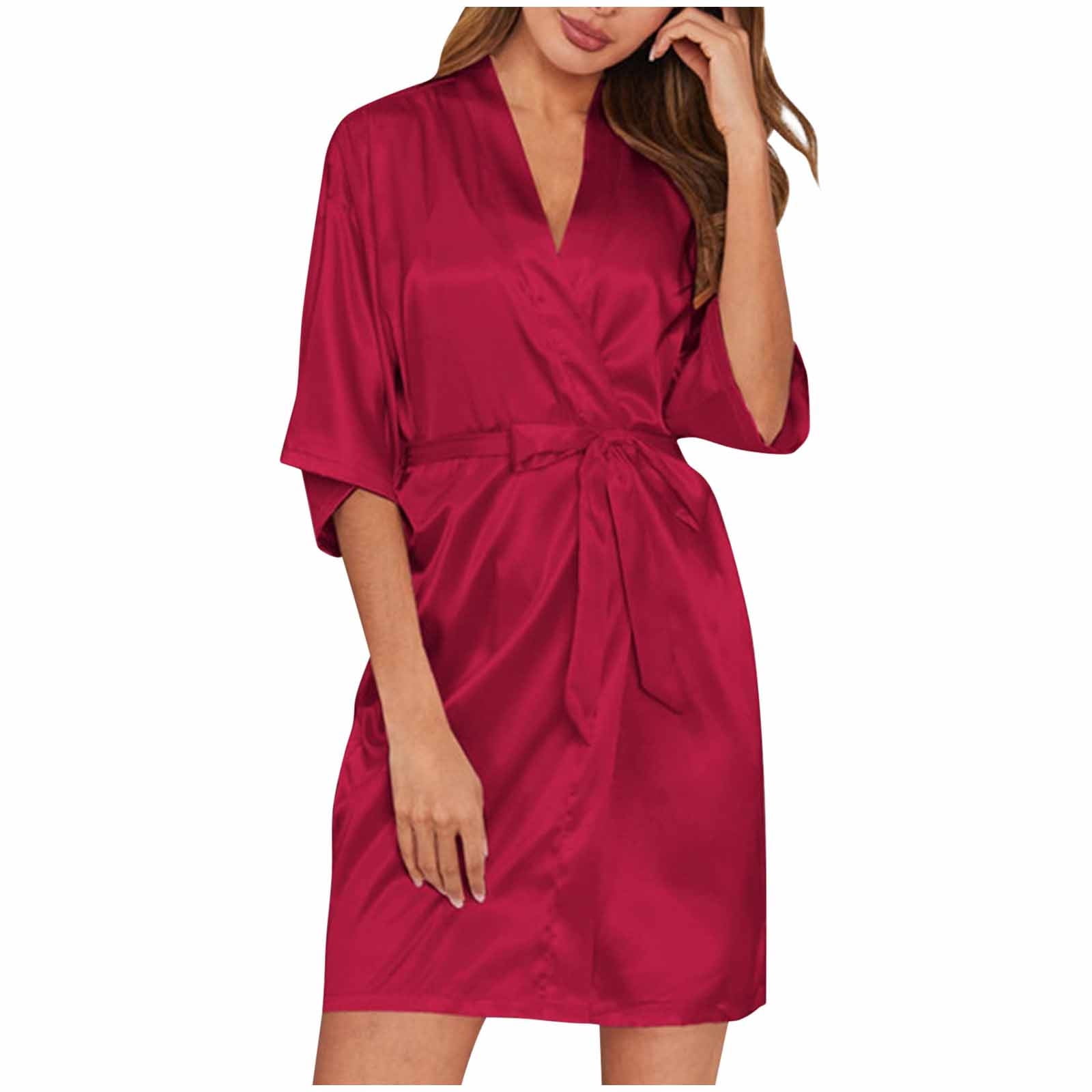 Samickarr Robes For Women Long Ice Silk Nightgown Summer Thin Fashion ...