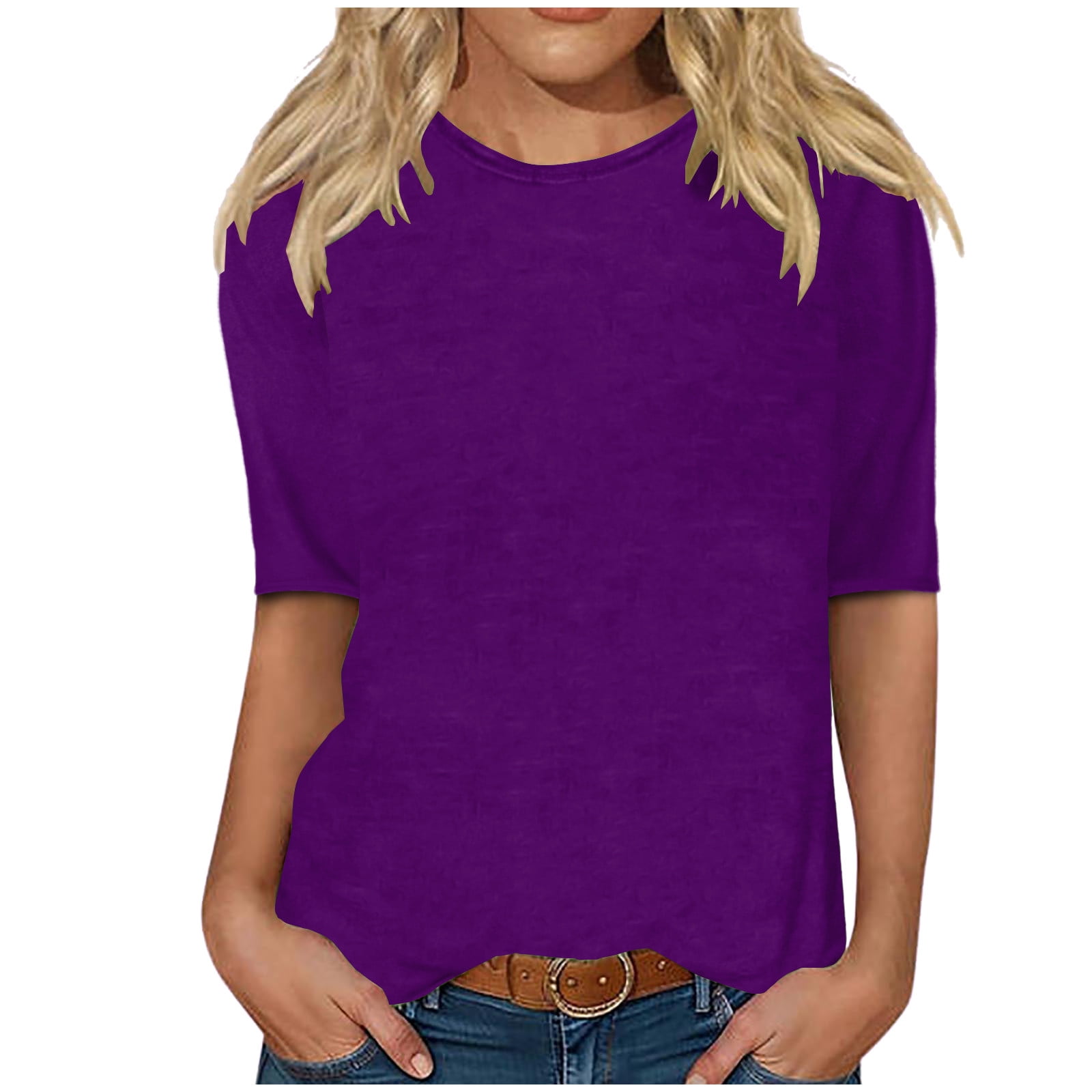 Samickarr Summer Tops For Womens Going Out Tops V-Neck Half Sleeves Top ...