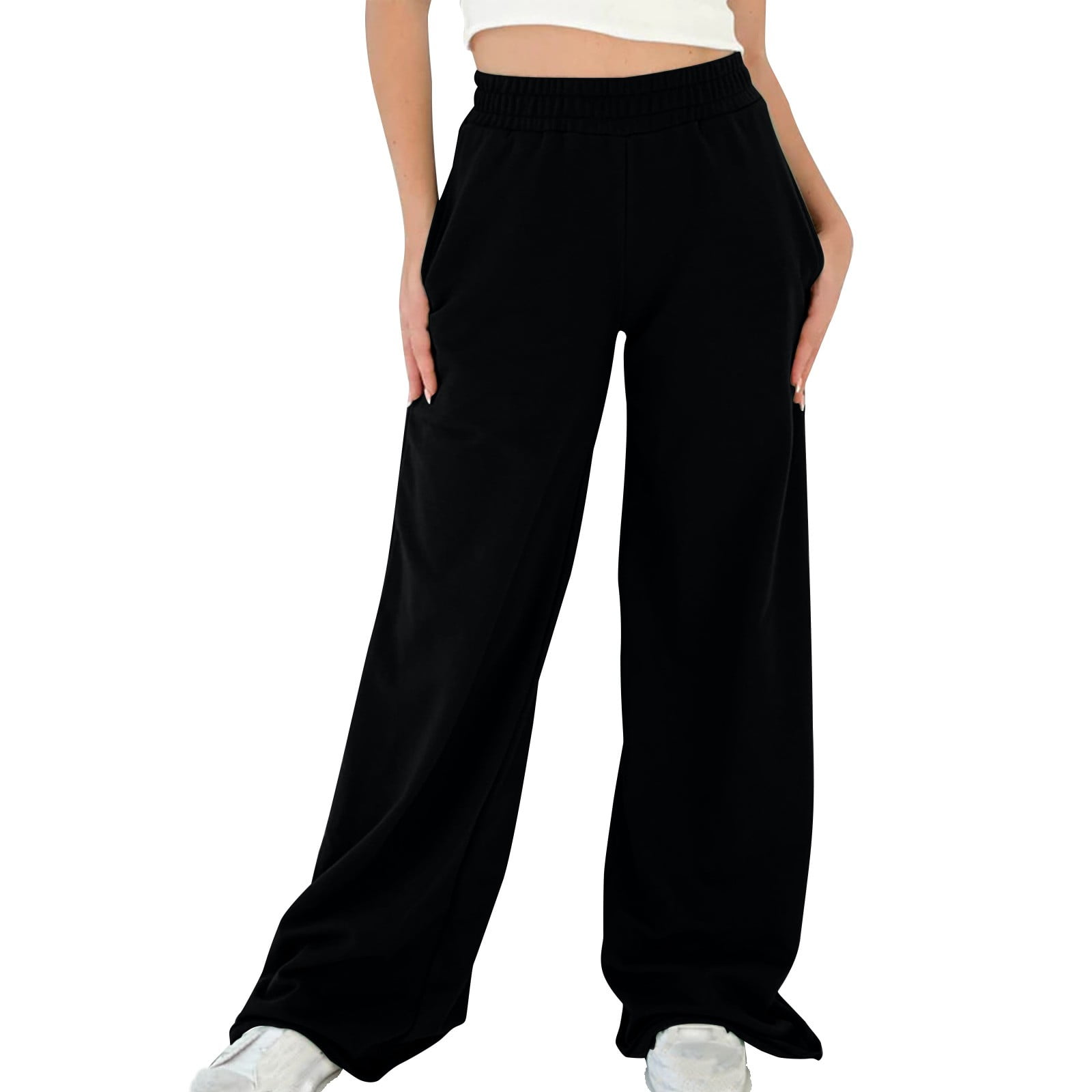 Samickarr Sweatpants for Women Trendy Elastic High Waist Wide Leg Comfy ...