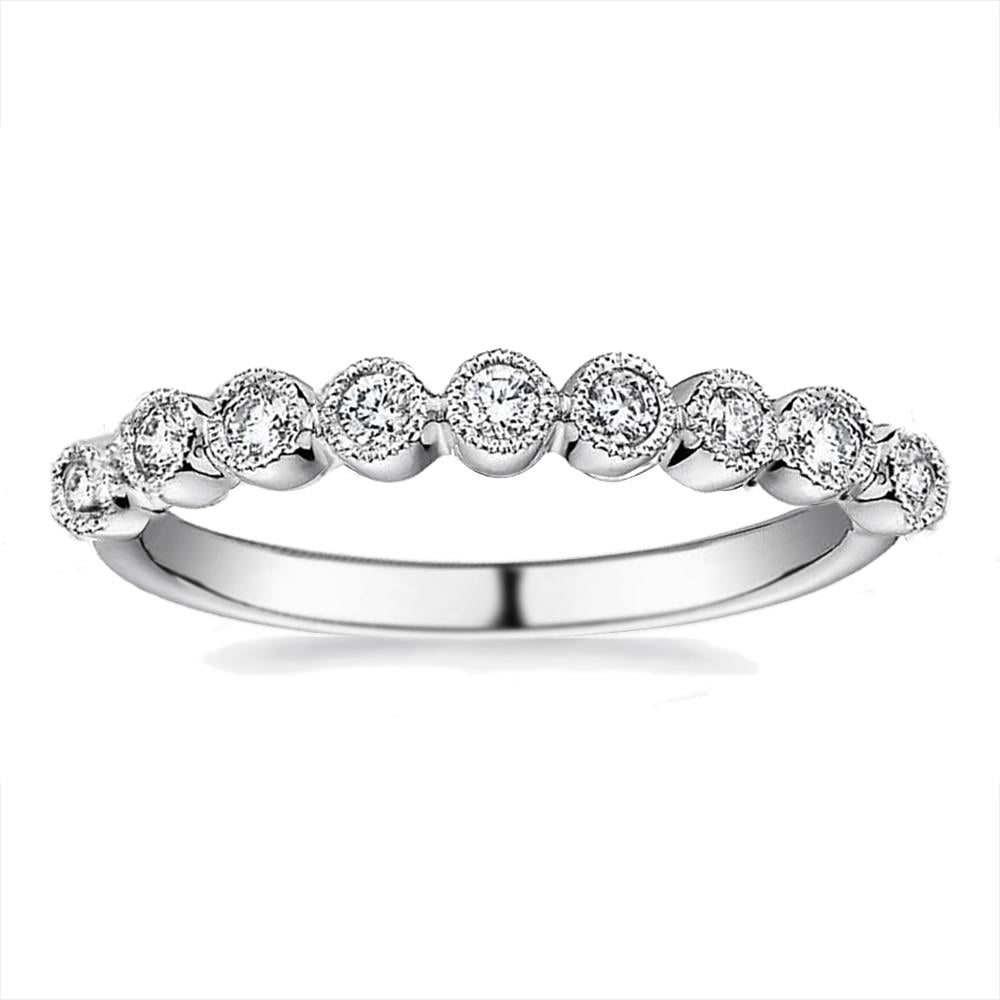 Samie Collection Modern Vintage Milgrain Round CZ Eternity Stacking ...