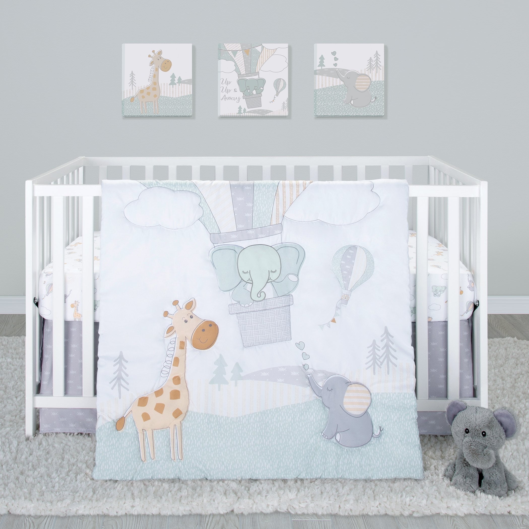 Sammy & Lou Baby Nursery Crib Bedding Set, Up Up & Away 4 Piece ...