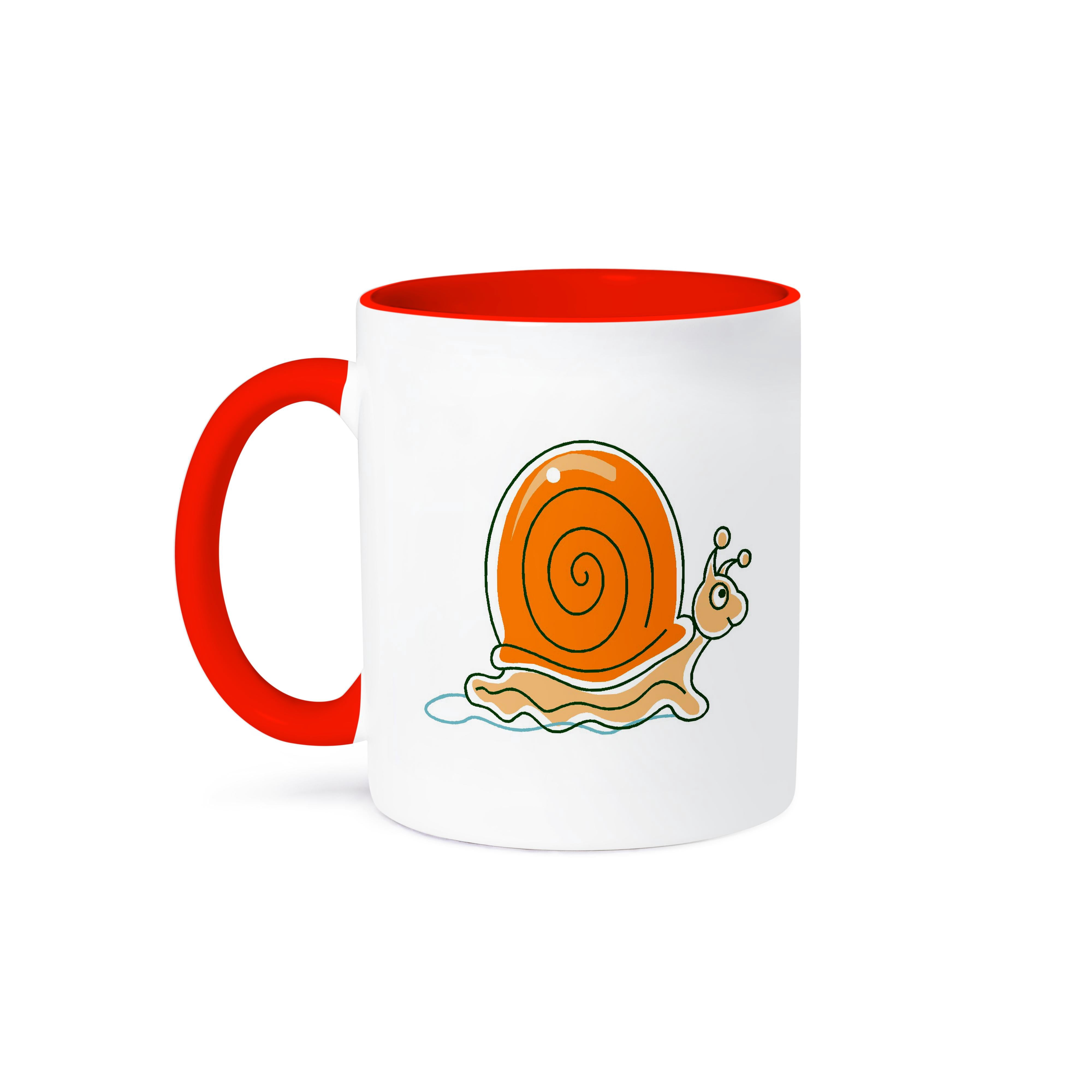 Sammy Snail Cartoon For Kids, 11oz Two-Tone Red Mug - Walmart.com