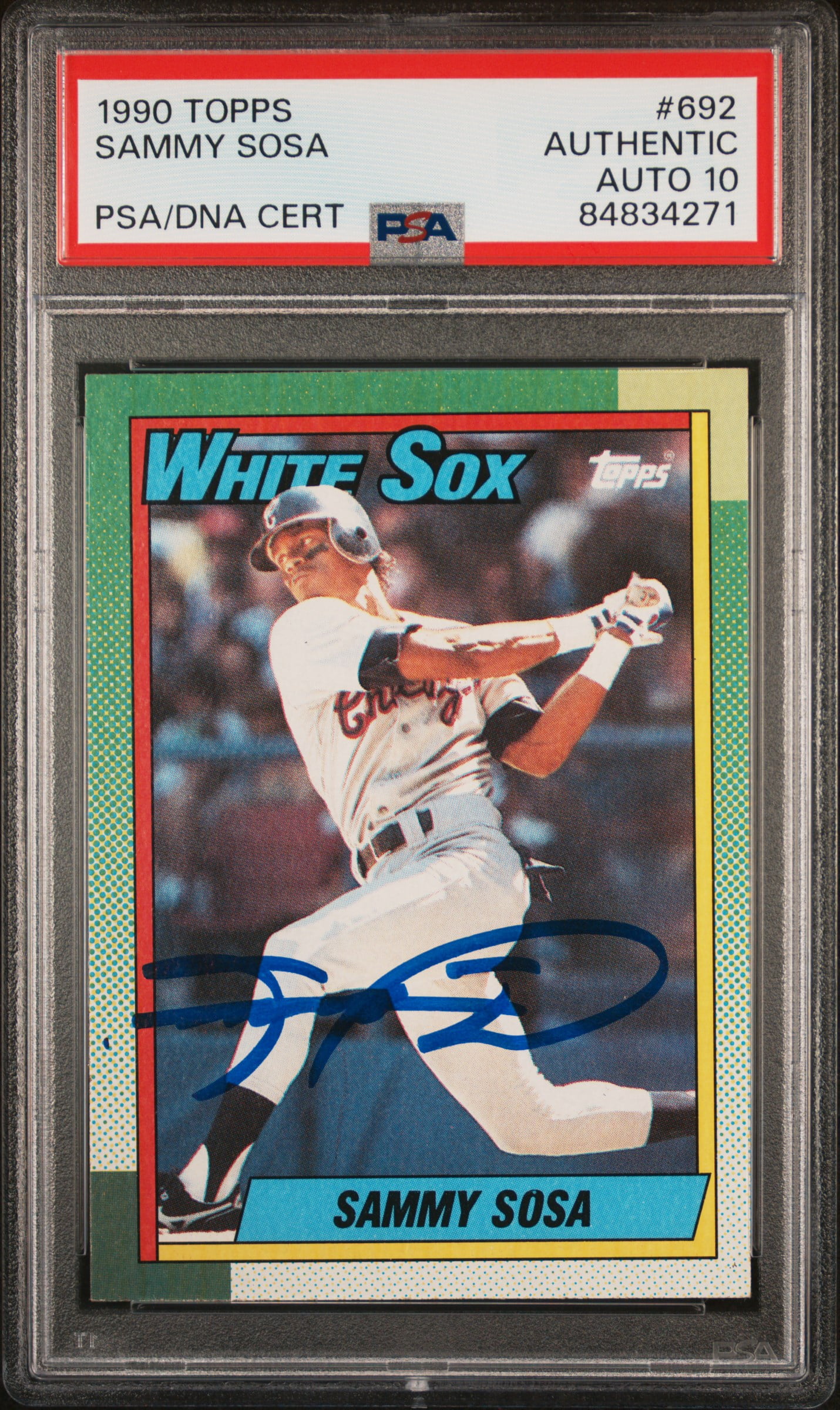 Sammy Sosa 1990 Topps Signed Baseball Rookie Card #692 Auto Graded PSA ...