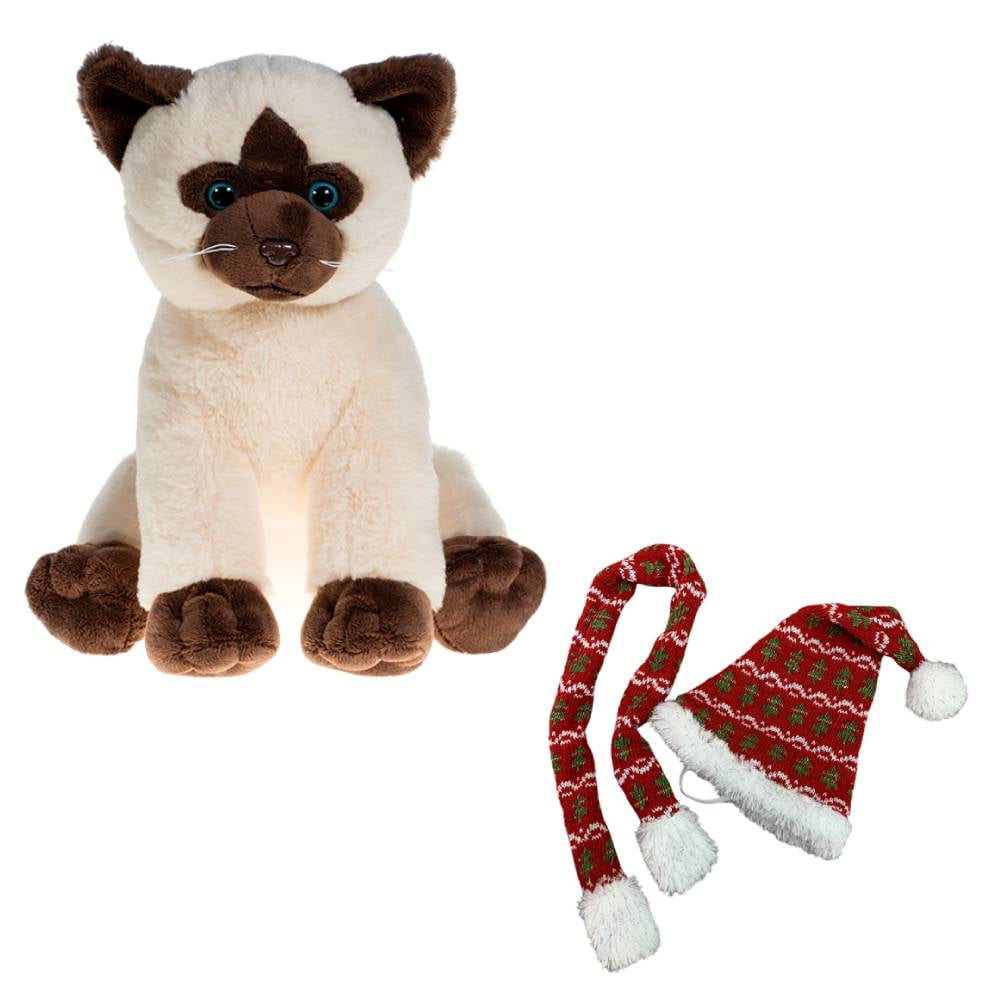 Sammy The Siamese Cat 16 inch Plush Toy with Festive Knit Hat & Scarf ...
