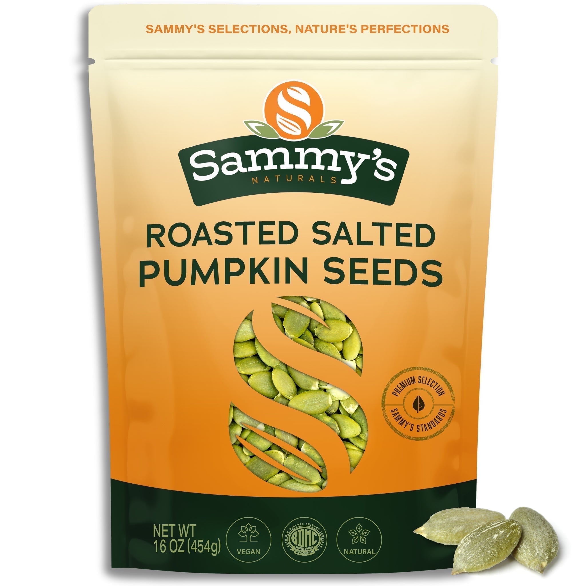 Sammys Roasted Pumpkin Seeds, Lightly Salted, Crunchy Superfood Snack ...