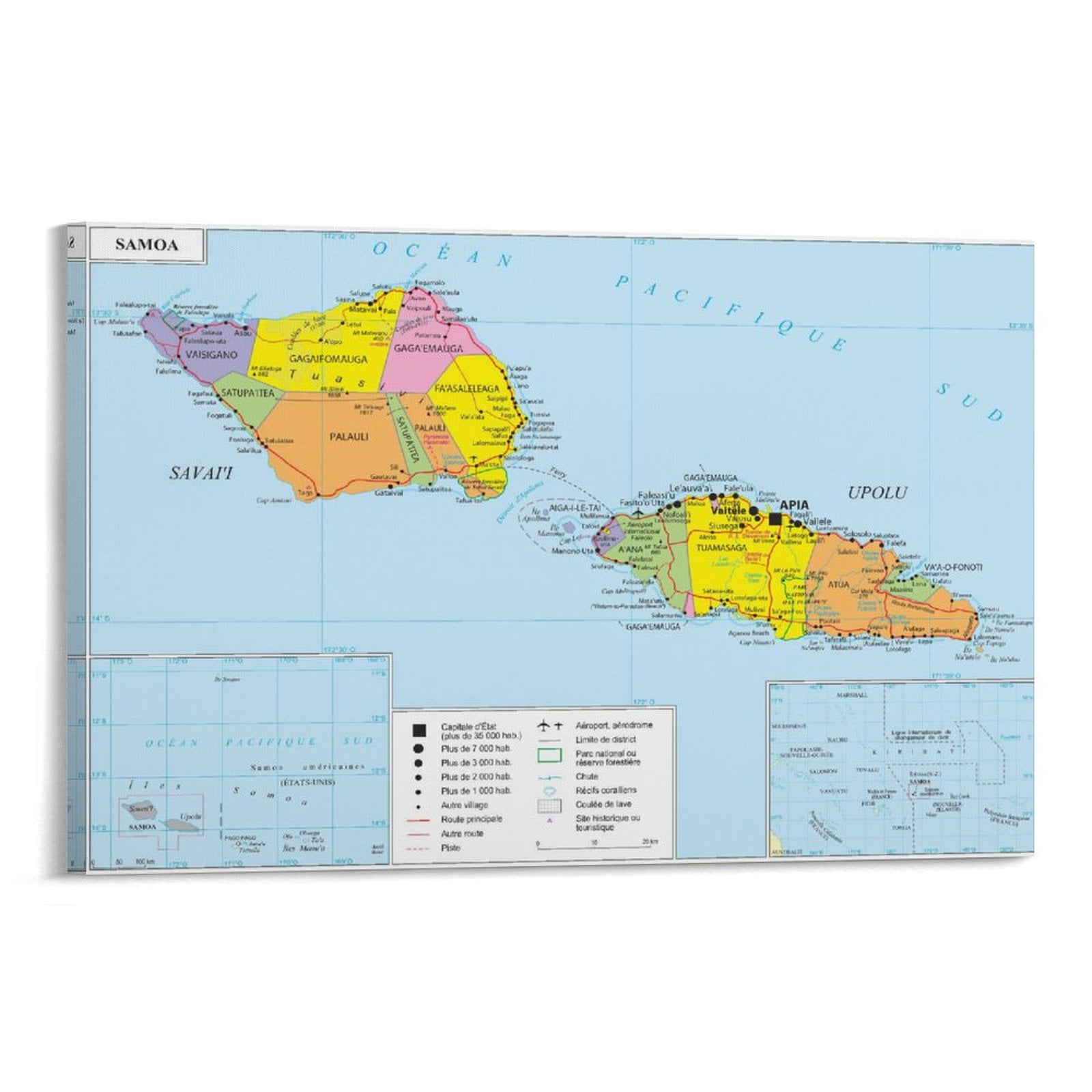 Samoa Map Posters Artworks Canvas Poster Room Aesthetic Wall Art Prints ...