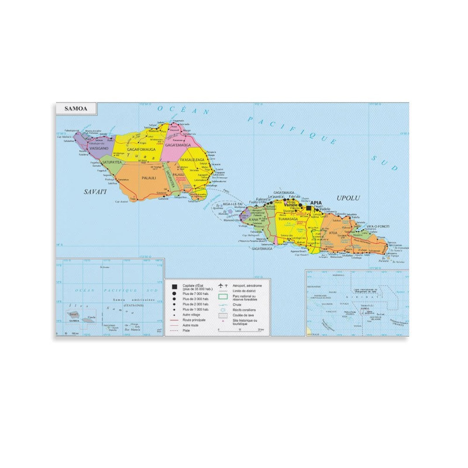Samoa Map Posters Picture Print Wall Art Poster Painting Canvas Posters ...